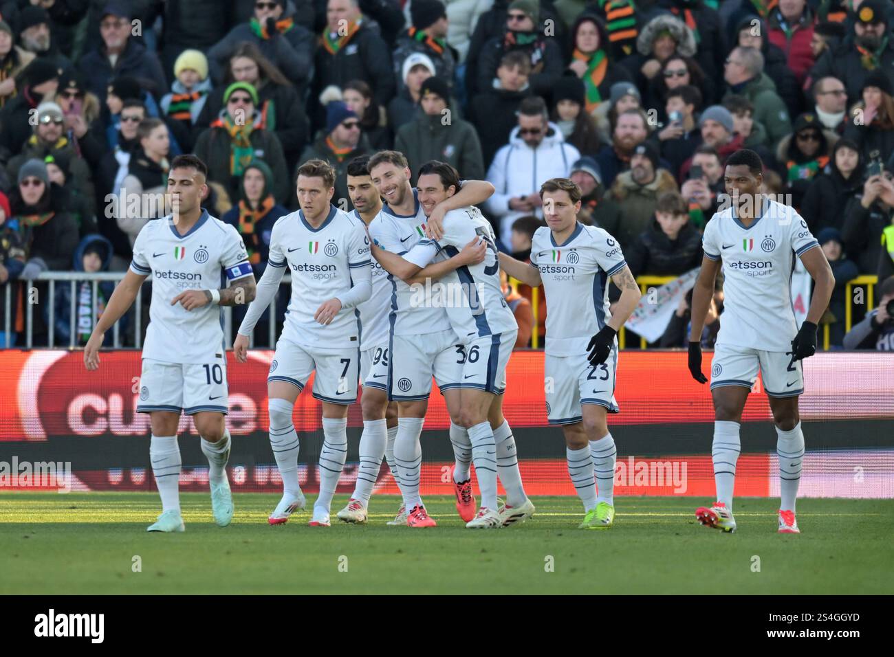 Venice, Italy. 12th Jan, 2025. Inter's Matteo Darmian celebrates after ...