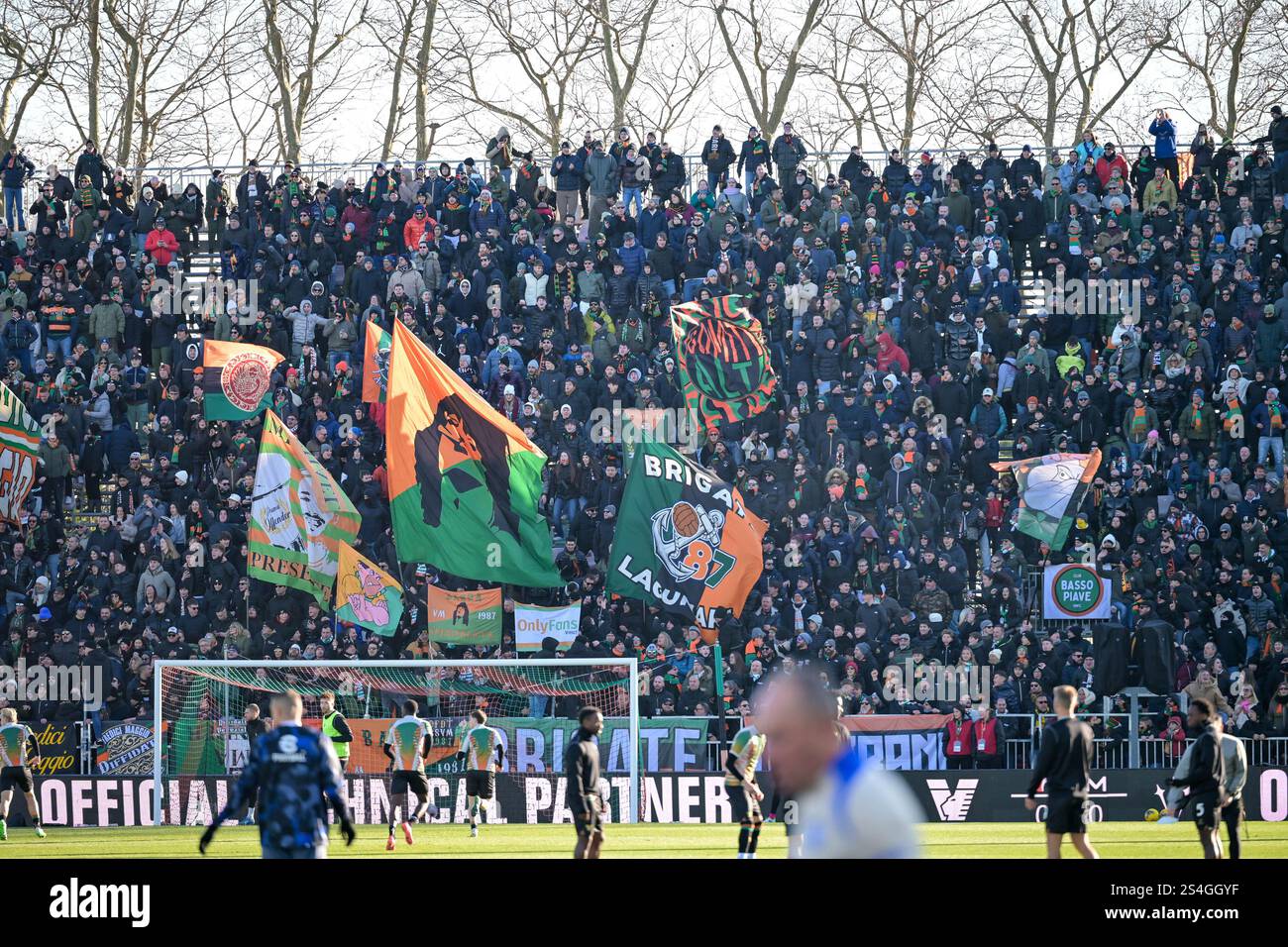 Venice, Italy. 12th Jan, 2025. Venezia Football Club supporters during ...