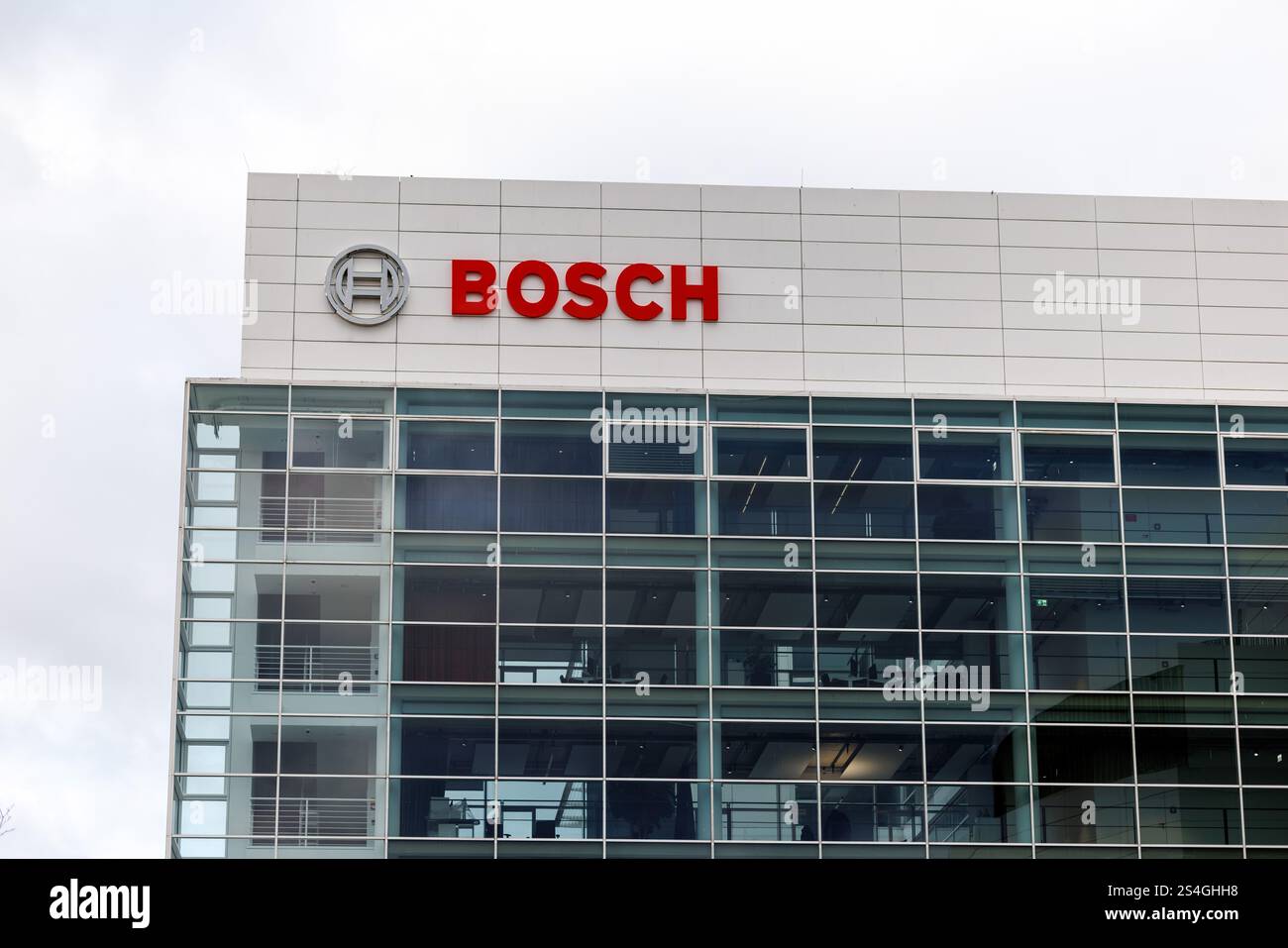 10 January 2025, Bavaria, Munich: The lettering and logo of Robert ...