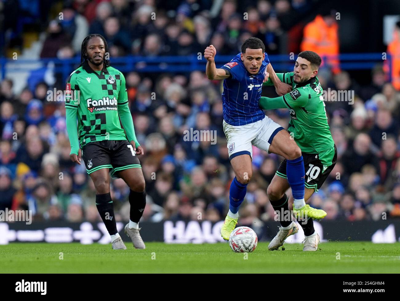 Ipswich Town's Ali Al-Hamadi (centre) and Bristol Rovers Ruel Sotiriou ...