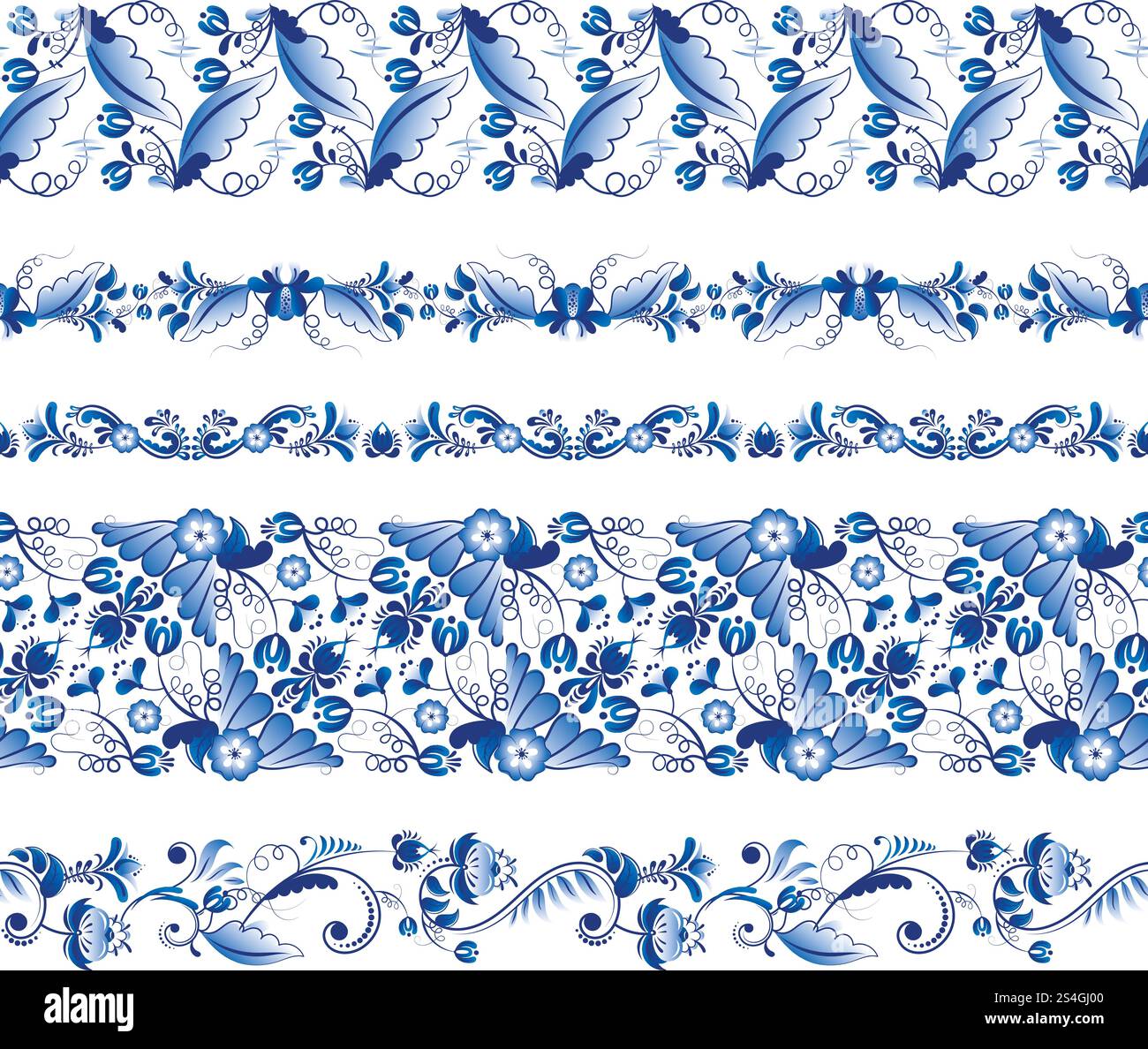 Russian traditional elements. Set of horizontal seamless pattern in ...