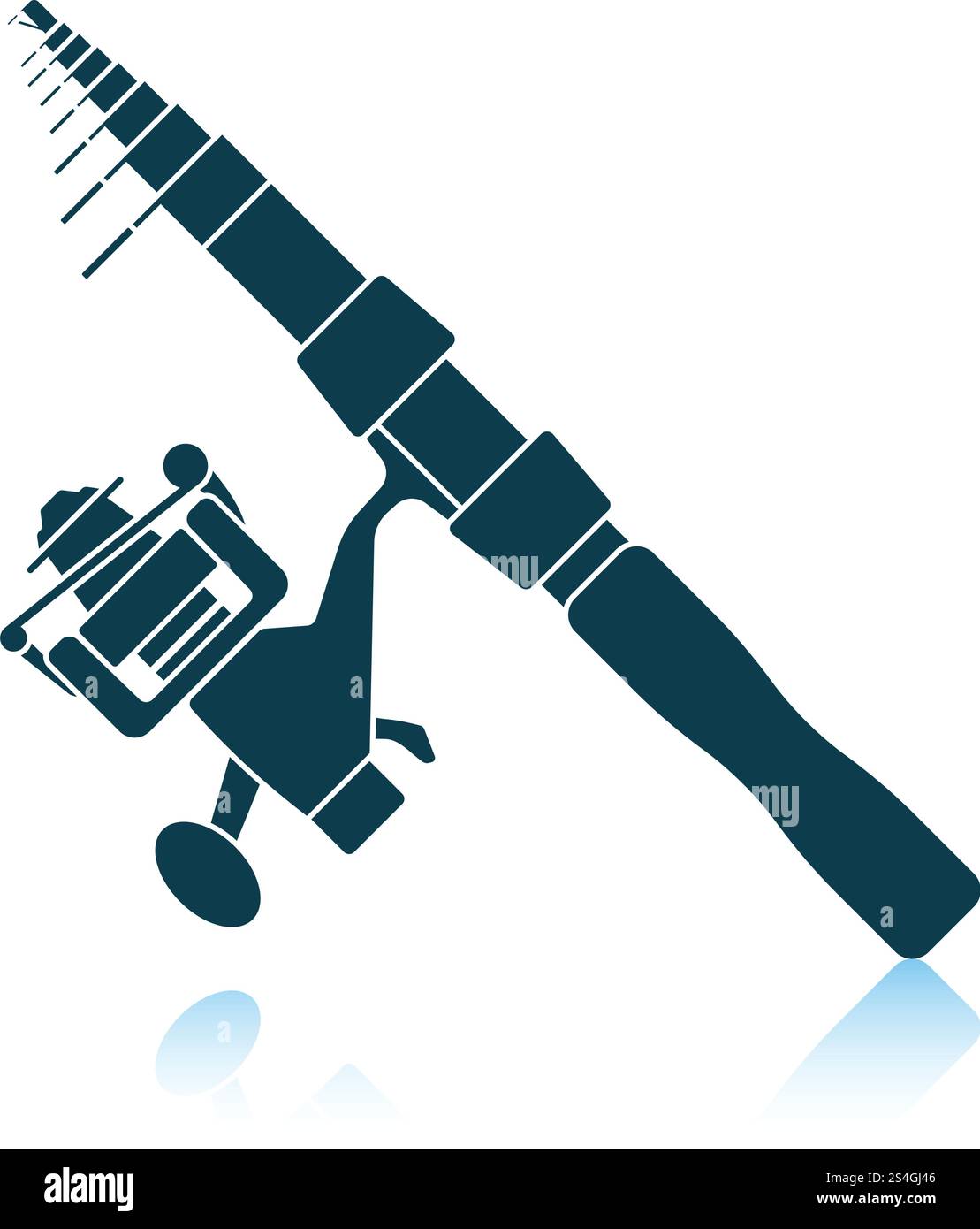 Icon of curved fishing tackle. Shadow reflection design. Vector ...