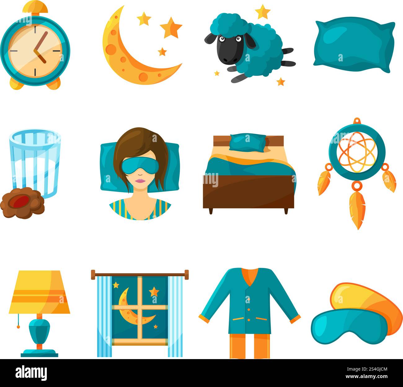 Conceptual icon set of sleeping. Vector symbols of healthy sleep ...