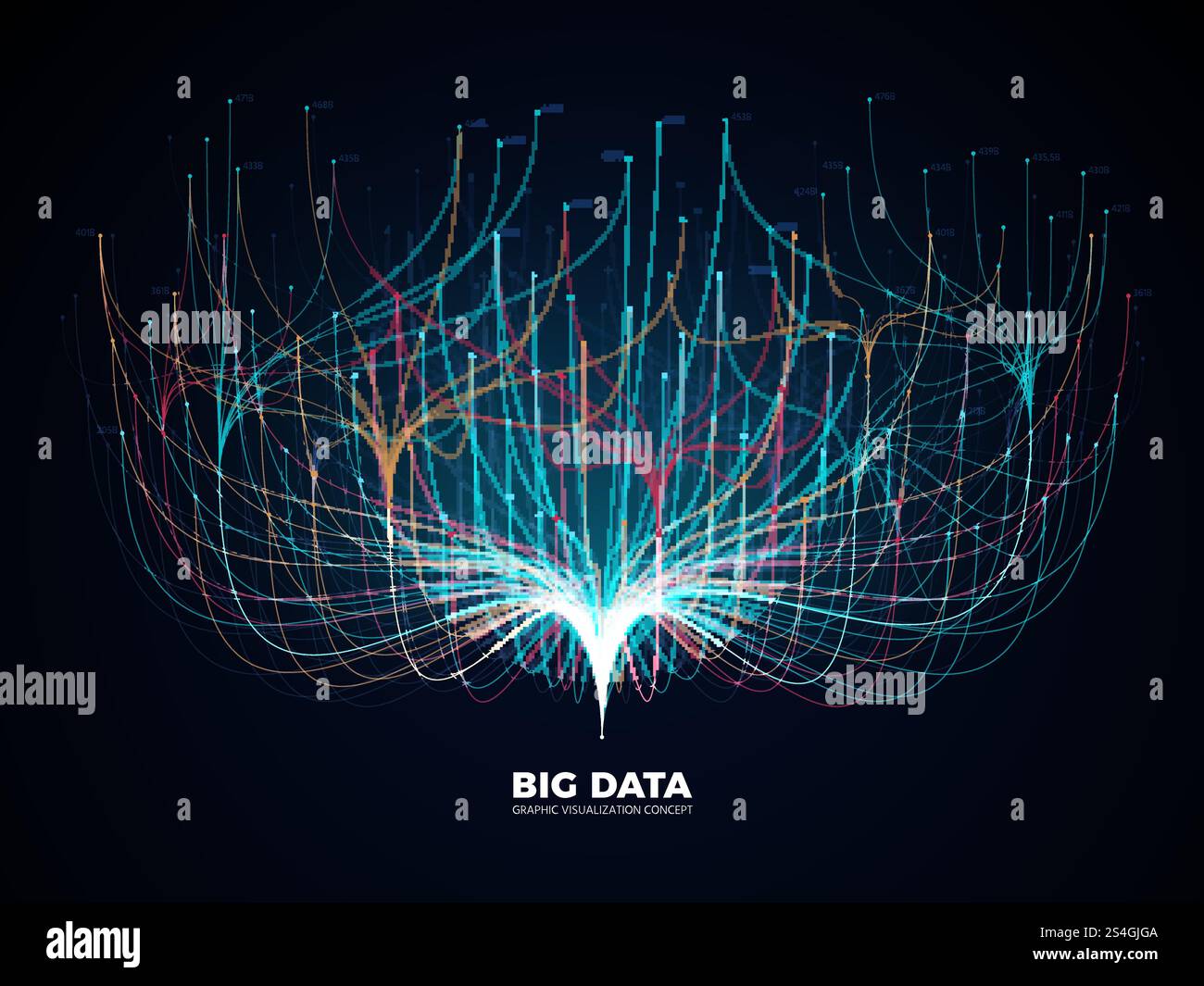 Big data network visualization concept. Digital music industry ...