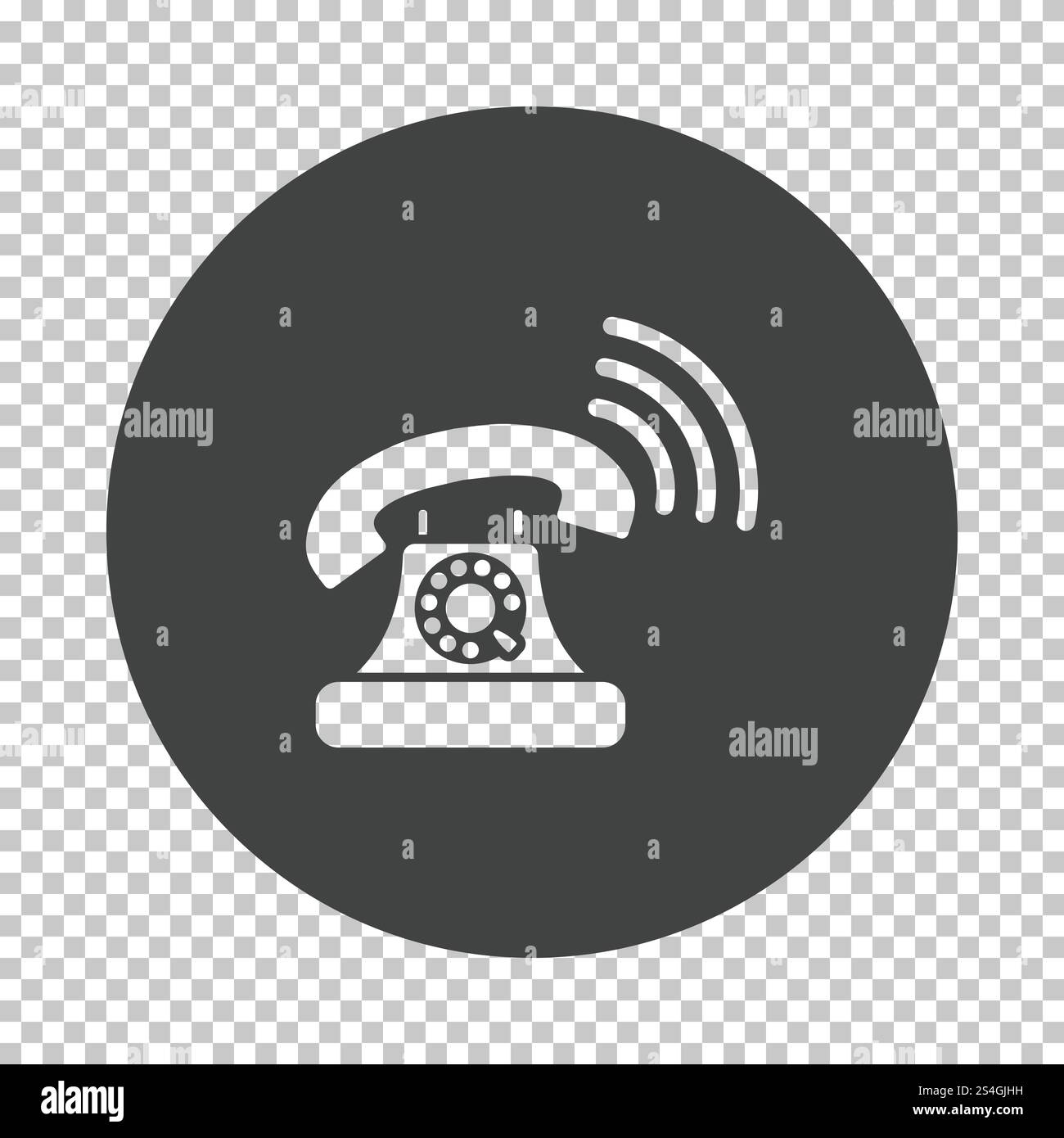 Old telephone icon. Subtract stencil design on tranparency grid. Vector ...