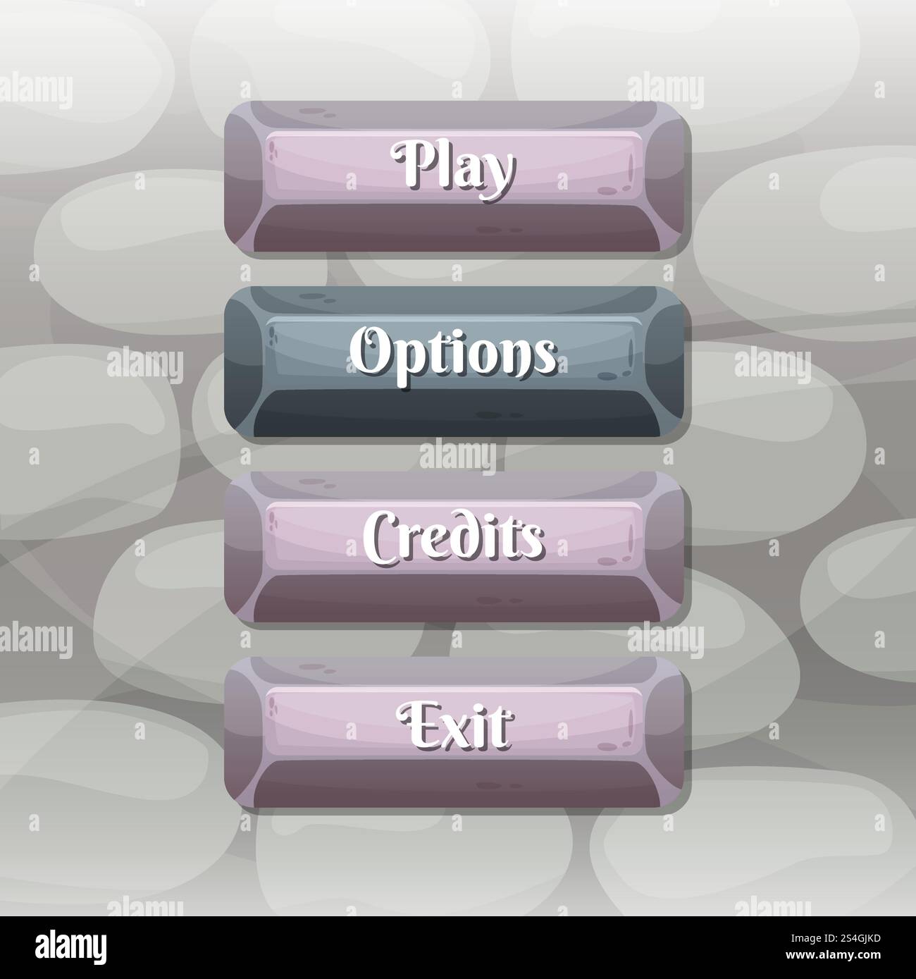 Vector Cartoon Style Enabled And Disabled Buttons With Text For Game