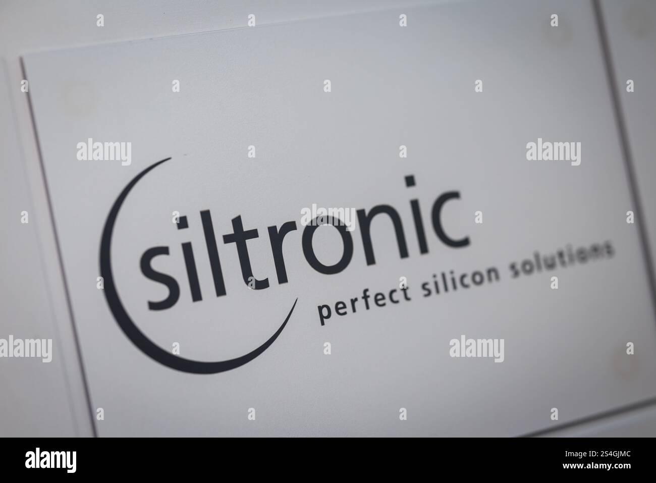 Munich, Germany. 10th Jan, 2025. The logo of Siltronic AG with the ...