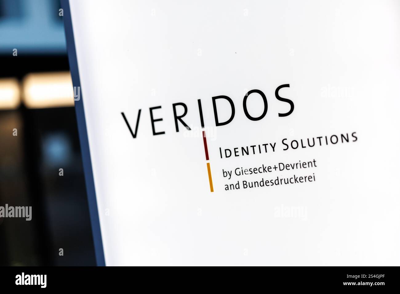 10 January 2025, Bavaria, Munich: The logo and lettering of Veridos ...