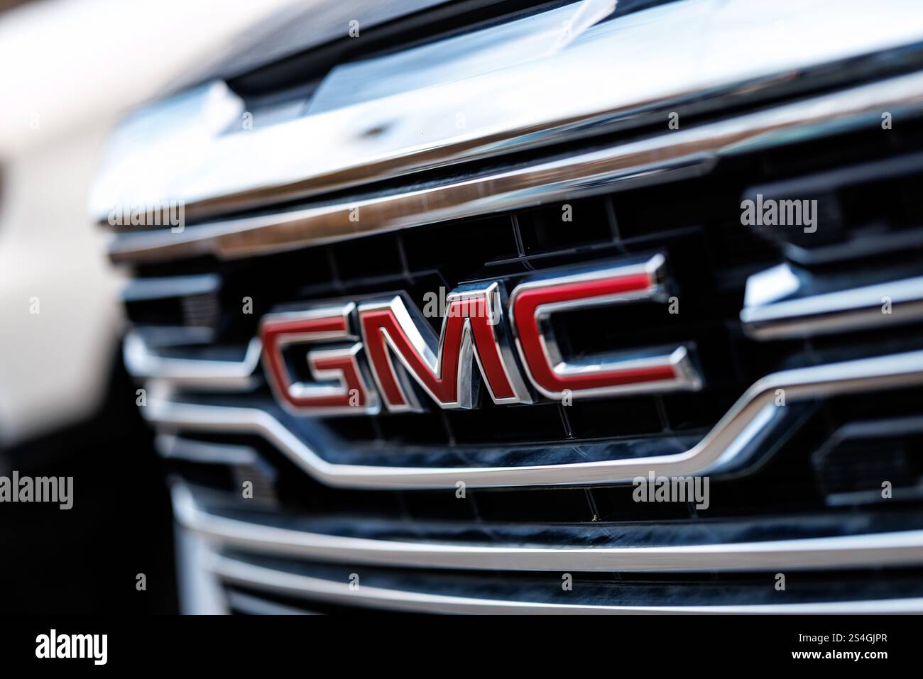 Munich, Germany. 10th Jan, 2025. The GMC brand logo can be seen on a vehicle at a branch of the ...