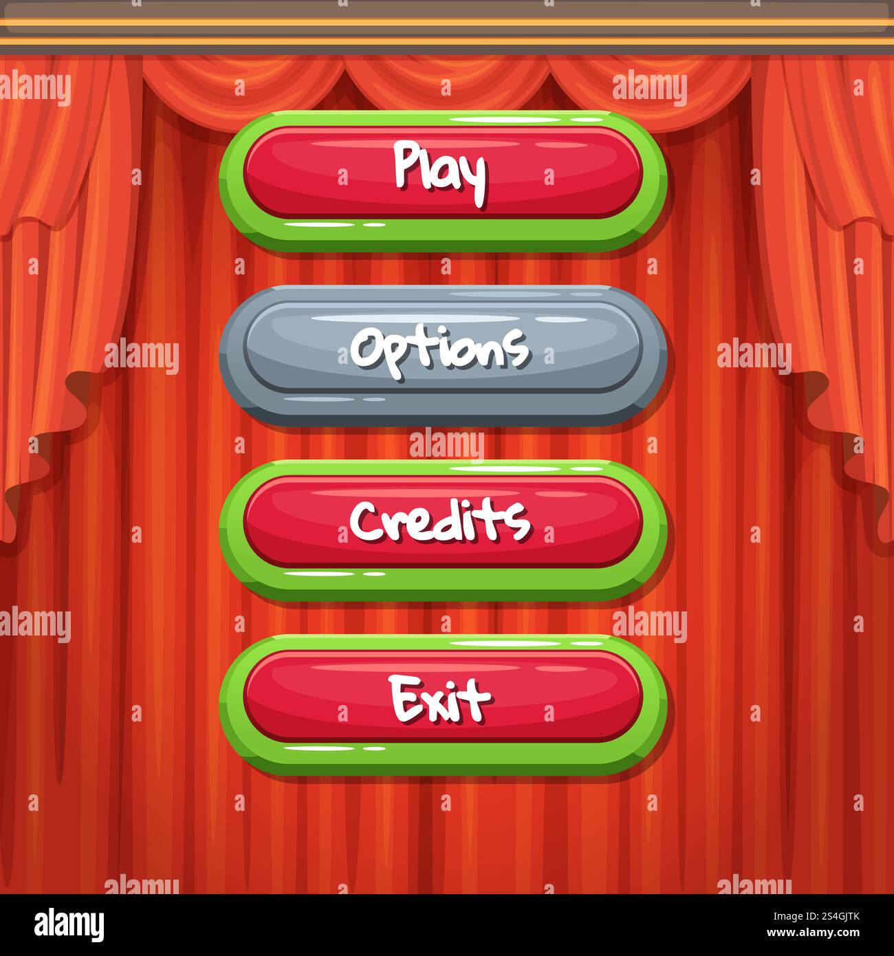 Vector cartoon style contoured enabled and disabled buttons with text ...