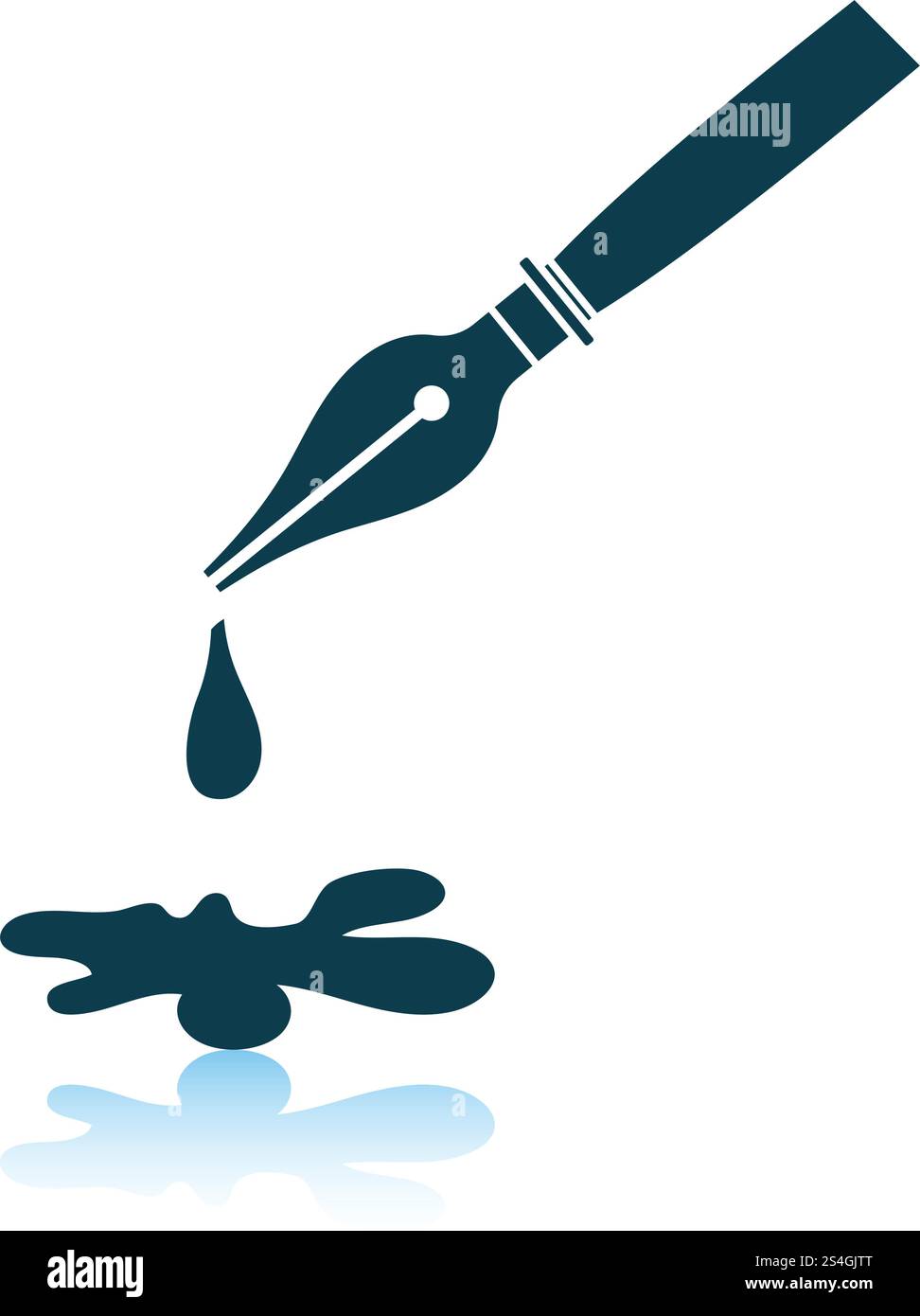 Fountain pen with blot icon. Shadow reflection design. Vector ...
