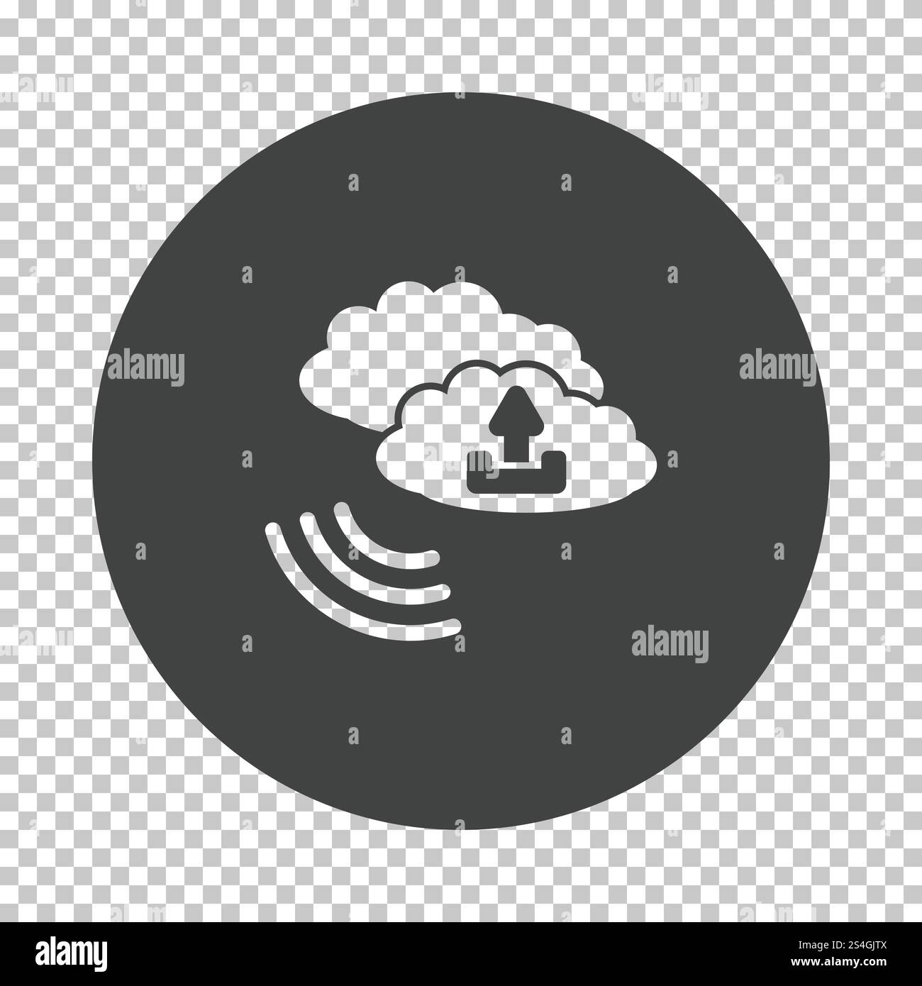 Cloud connection icon. Subtract stencil design on tranparency grid ...