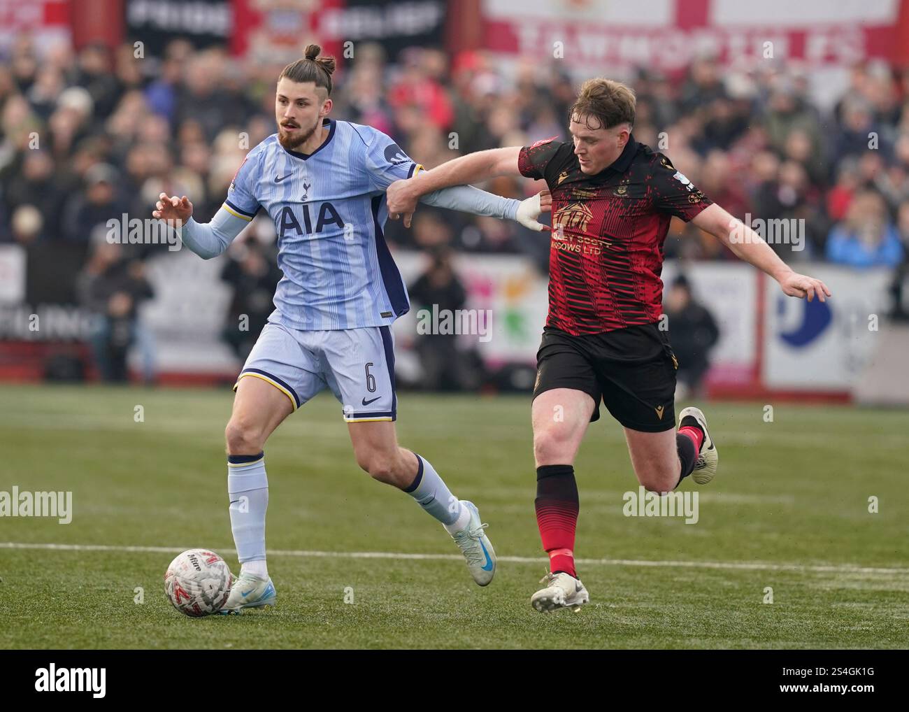 Tamworth, England, 11th January 2025. Radu Dragusin of Tottenham and ...