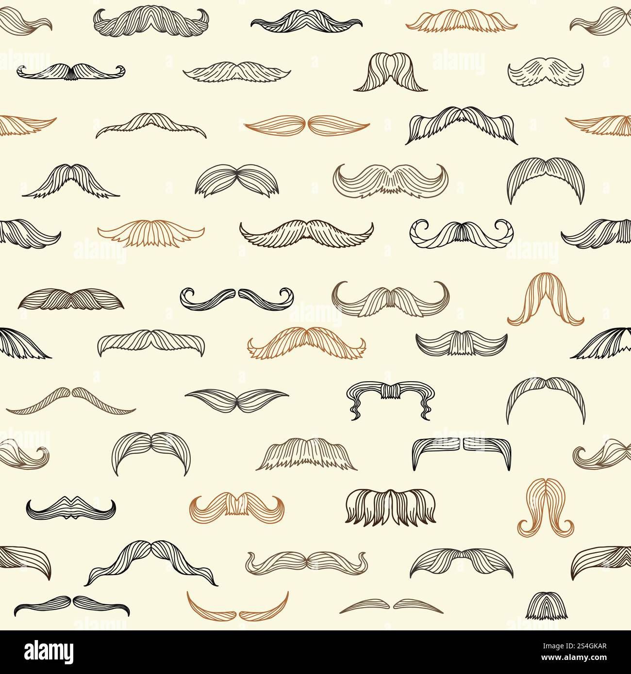 Seamless set with mustache of men. Mustache fashion drawing hipster ...