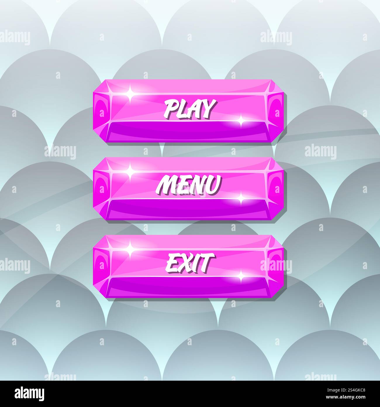 Vector cartoon style shiny gemstone buttons with text for game design ...