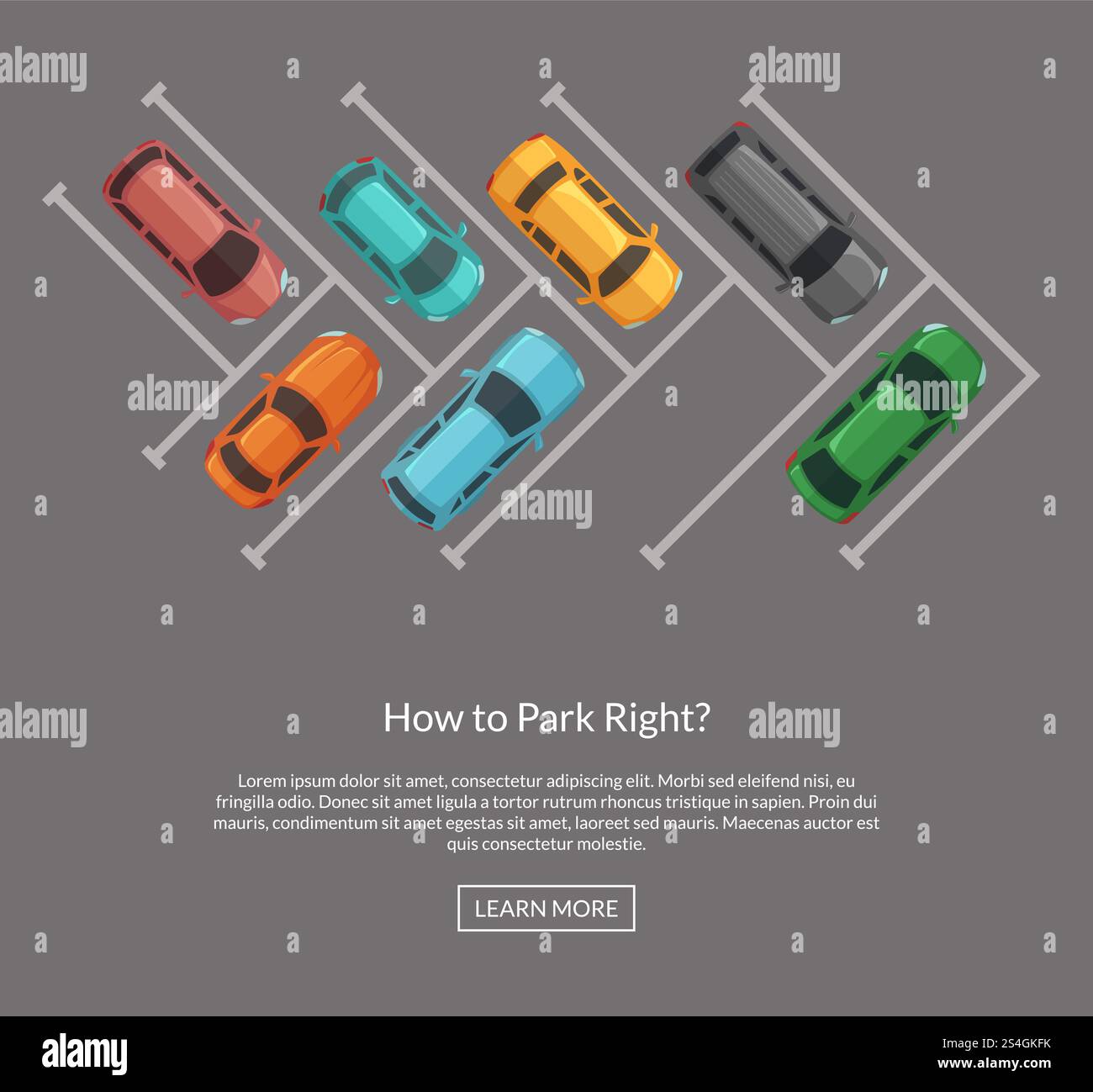 Vector parking lot with cars top view illustration. Auto parking street ...