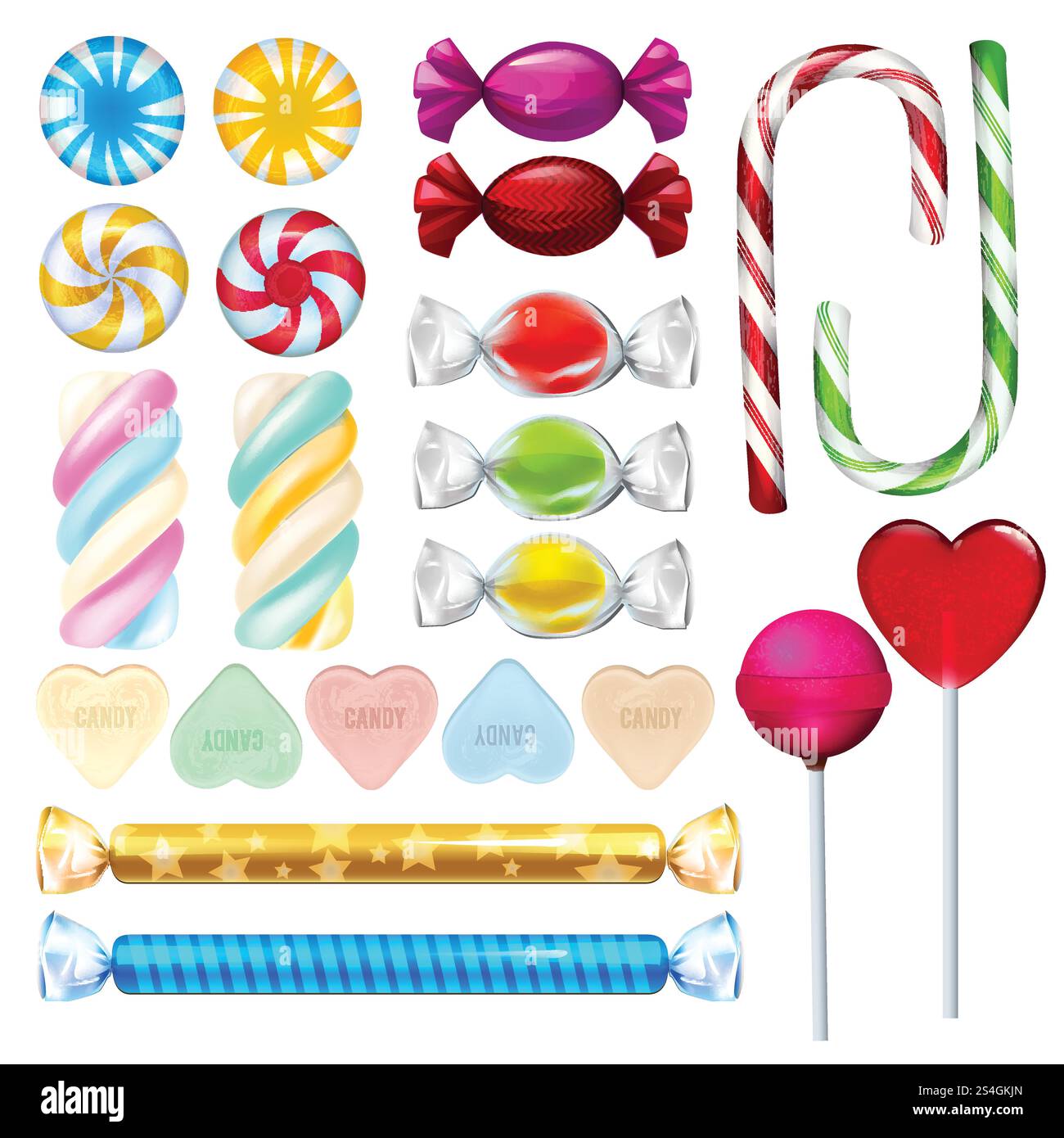 Vector realistic illustrations of sweets and candy. Sweet food dessert ...