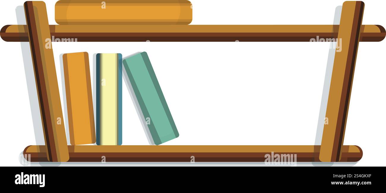 Wood book shelf icon. Cartoon of wood book shelf vector icon for web ...