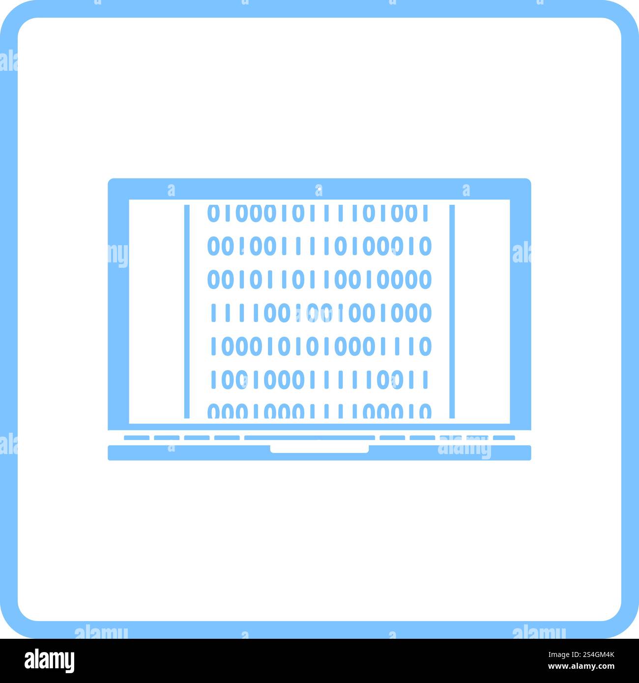 Laptop With Binary Code Icon. Blue Frame Design. Vector Illustration ...