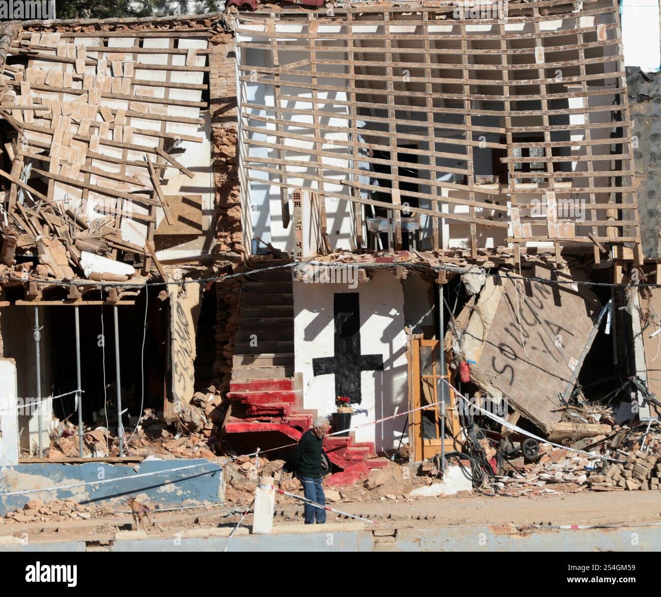 Picanya, Valencia, Spain, January 12, 2025. Houses destroyed in Picanya ...