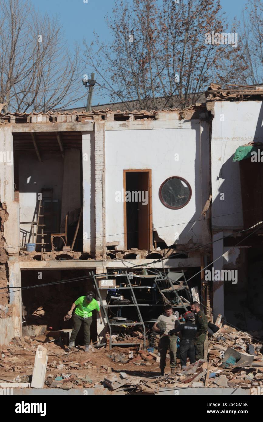 Picanya, Valencia, Spain, January 12, 2025. Houses destroyed in Picanya ...