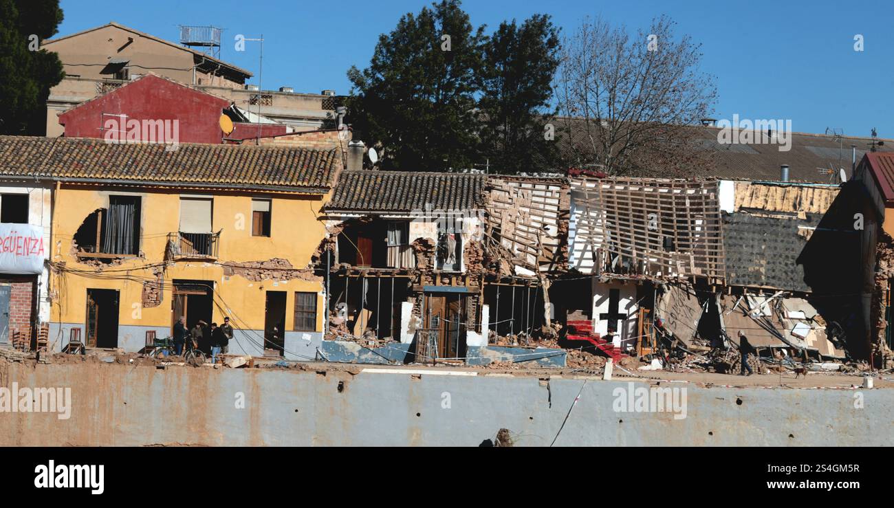 Picanya, Valencia, Spain, January 12, 2025. Houses destroyed in Picanya ...