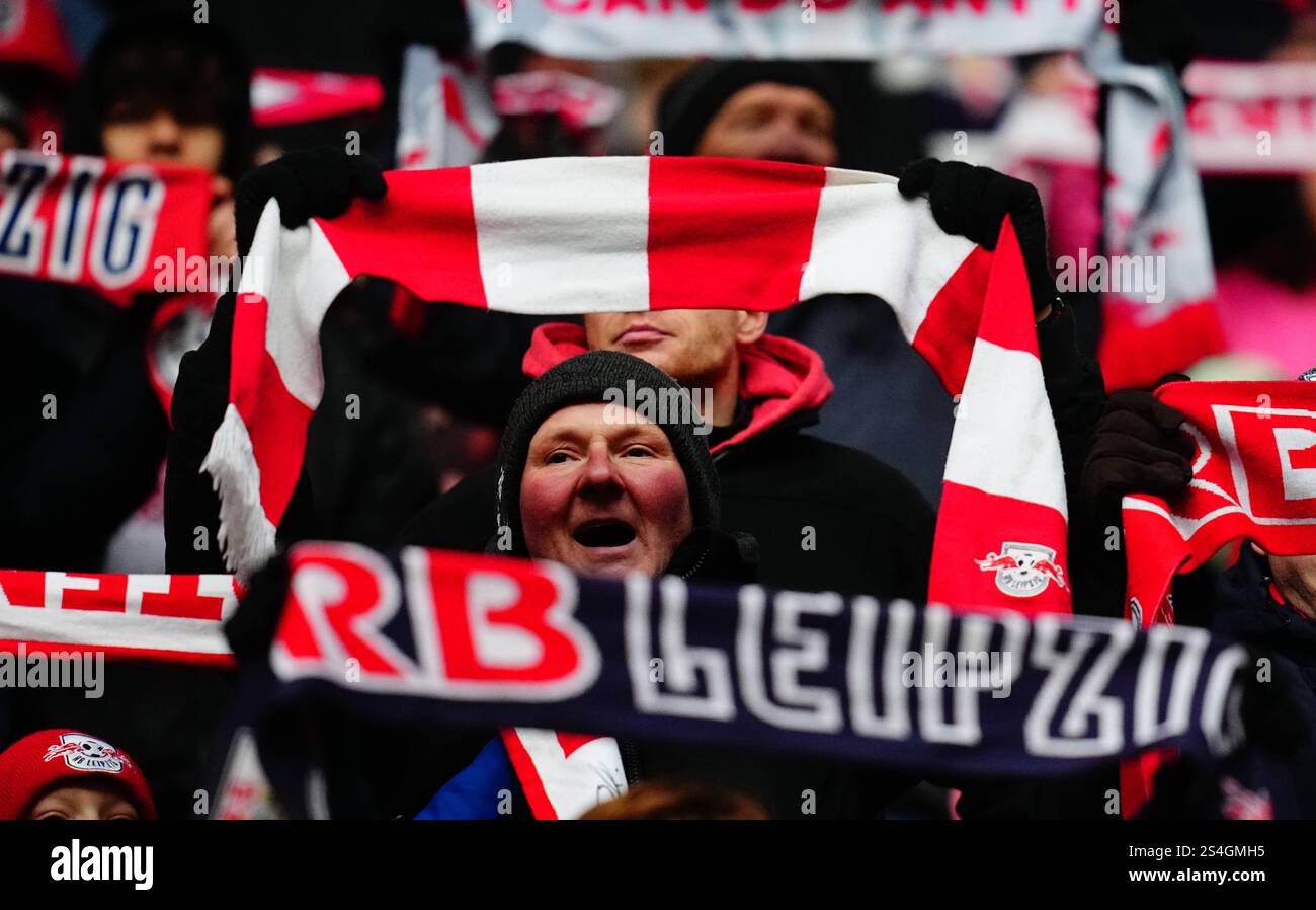 Red Bull Arena, Leipzig, Germany. 12th Jan, 2025. RB Leipzig fans ...
