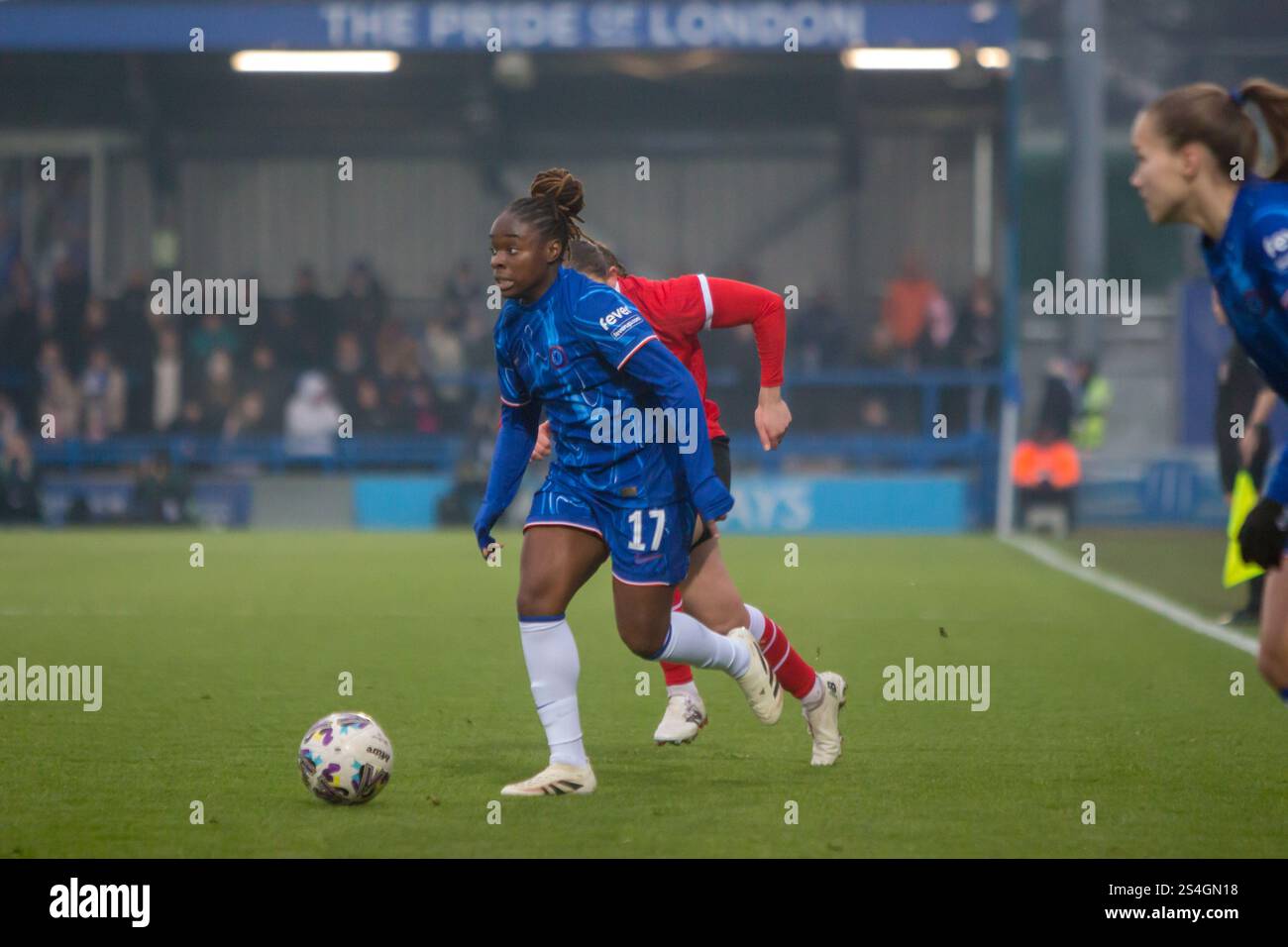 Kingston, UK. 12th Jan, 2025. Sandy Baltimore (17 Chelsea) in action ...