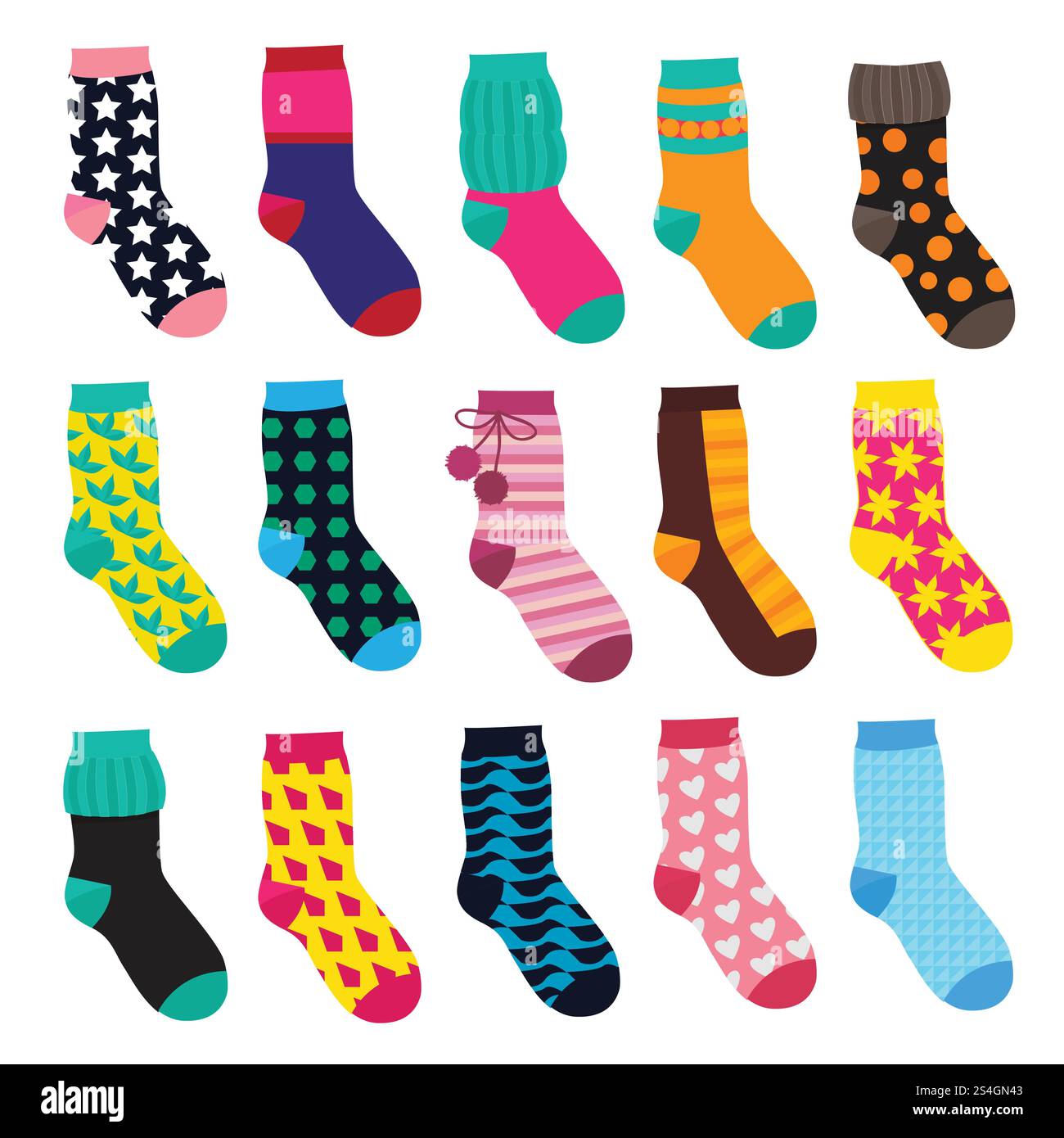 Socks in cartoon style. Elements of kids clothes. Vector illustrations ...