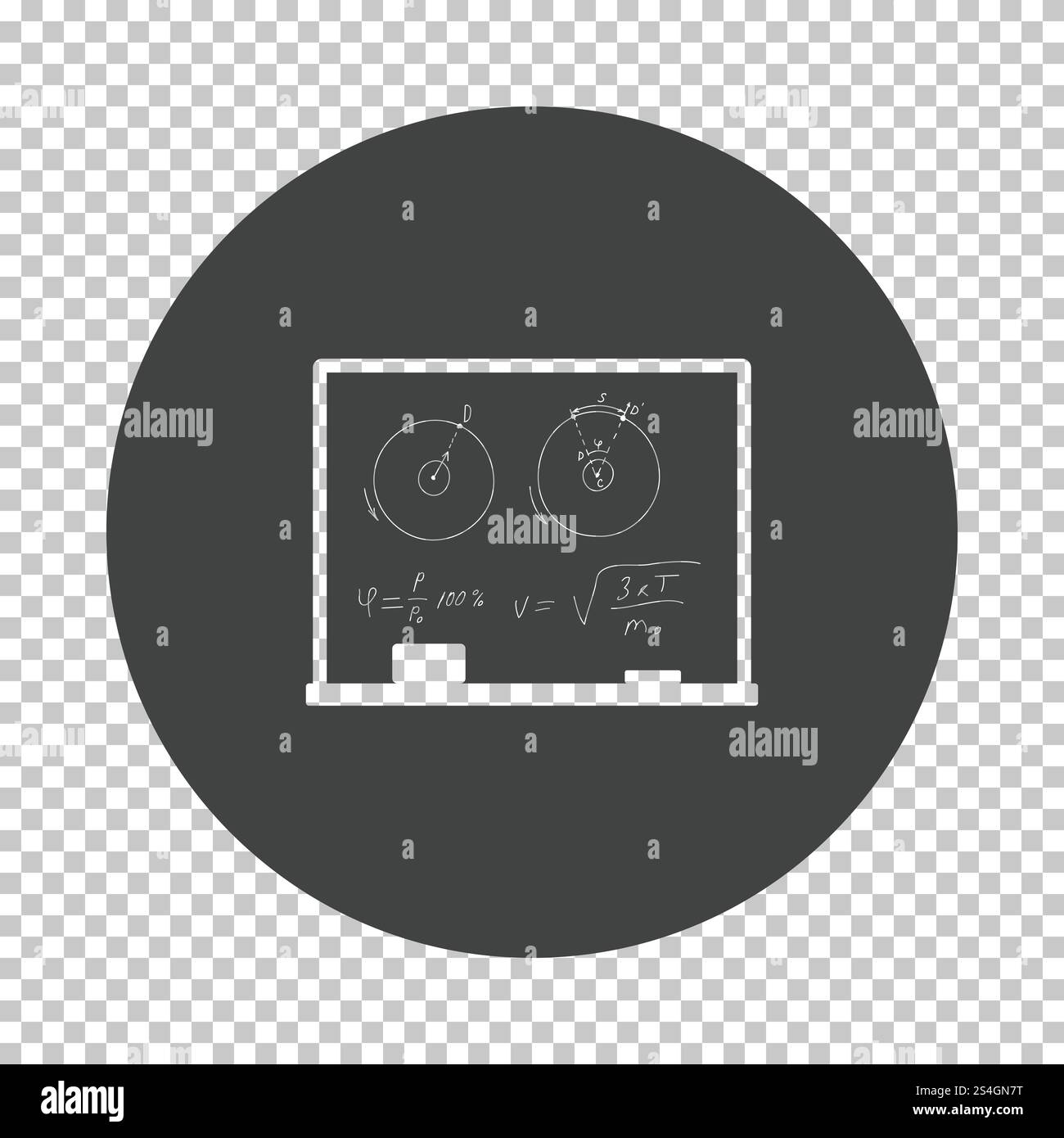 Classroom blackboard icon. Subtract stencil design on tranparency grid ...
