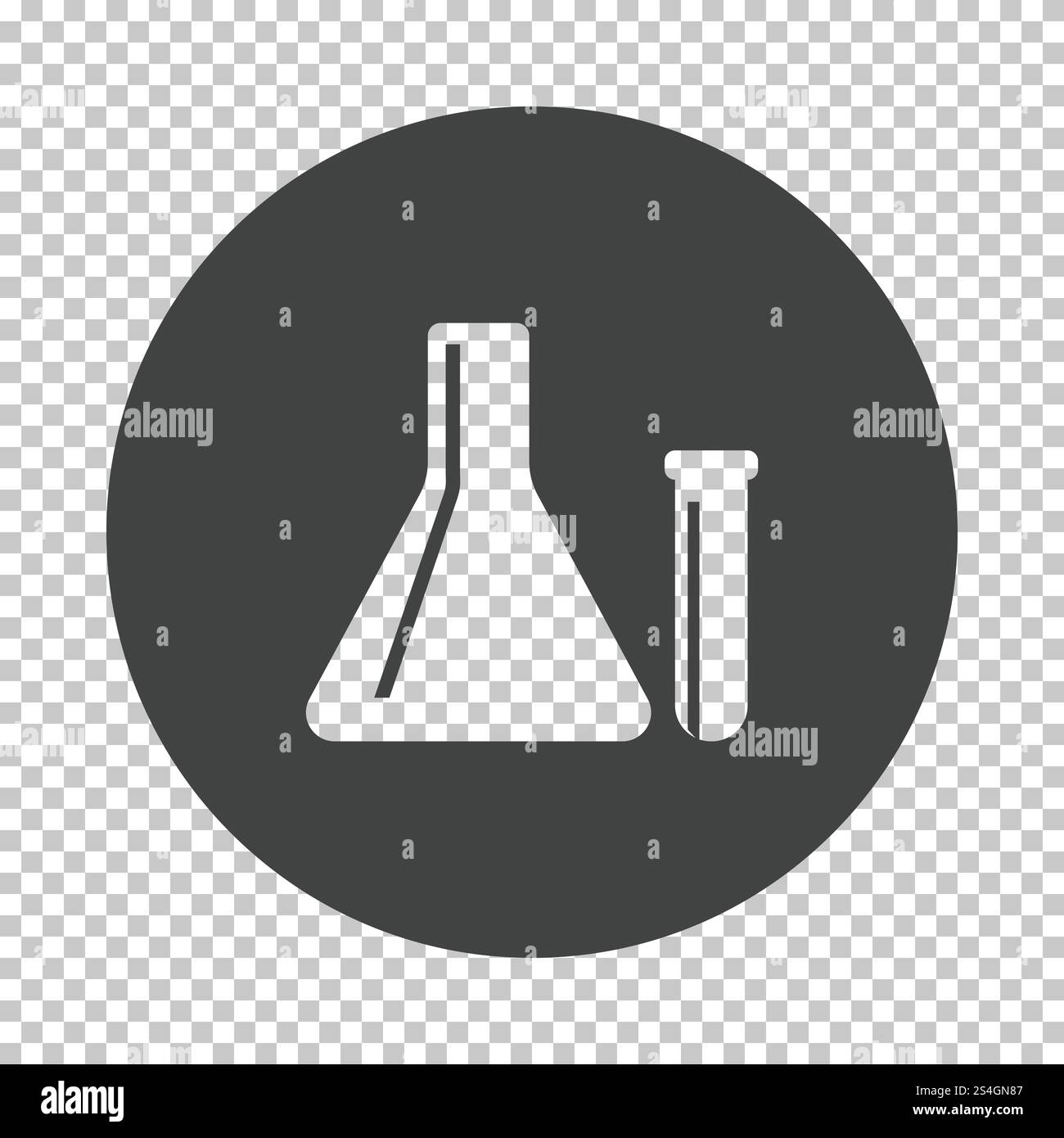 Chemical bulbs icon. Subtract stencil design on tranparency grid ...