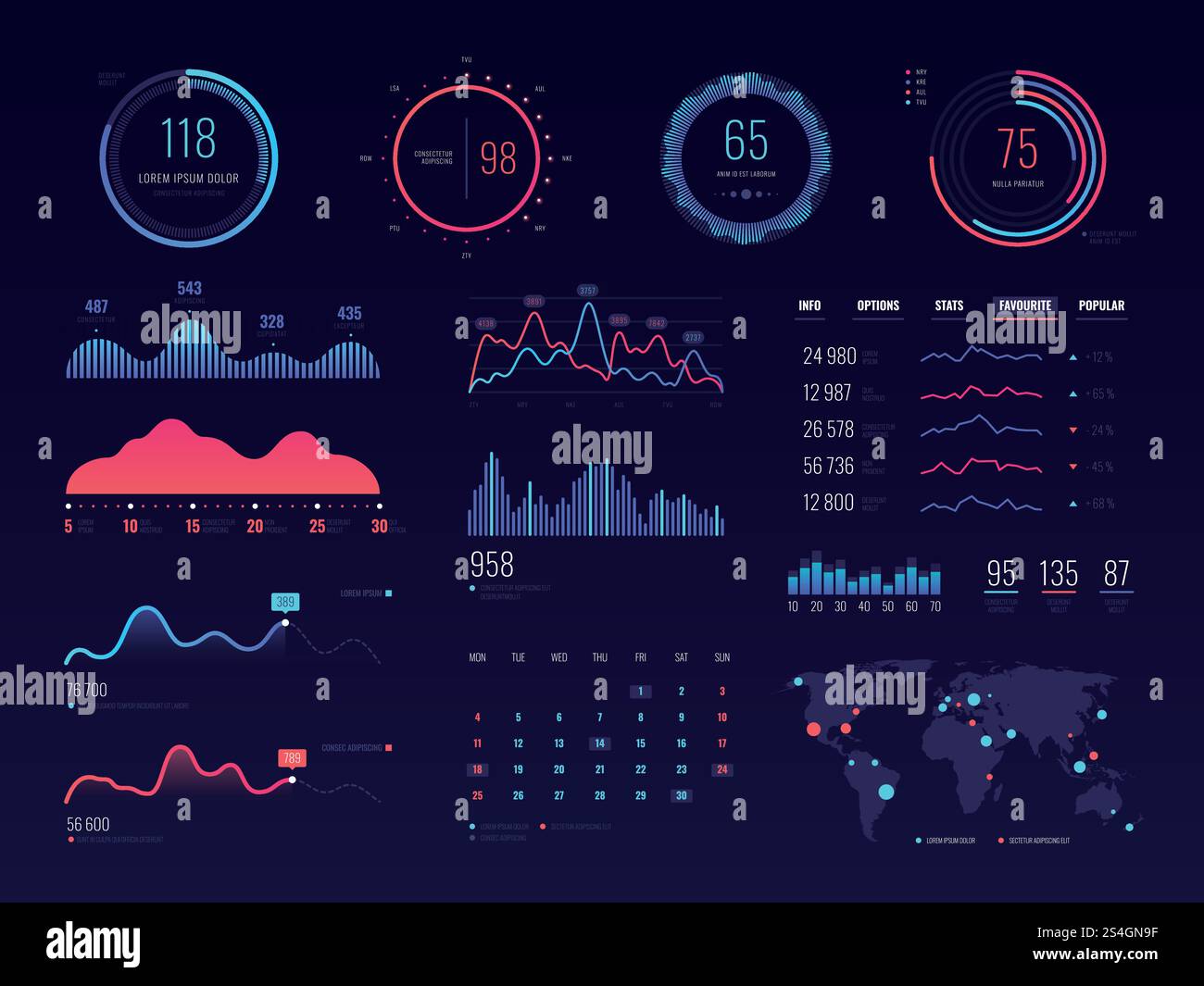 Intelligent technology hud vector interface. Network management data ...