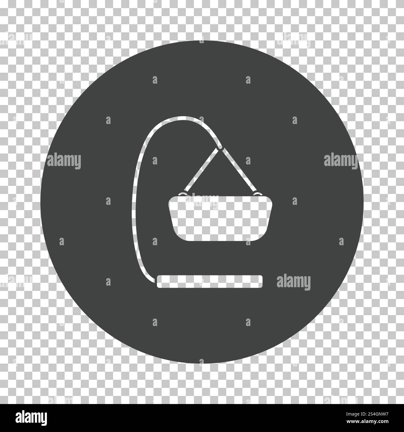 Baby hanged cradle icon. Subtract stencil design on tranparency grid ...