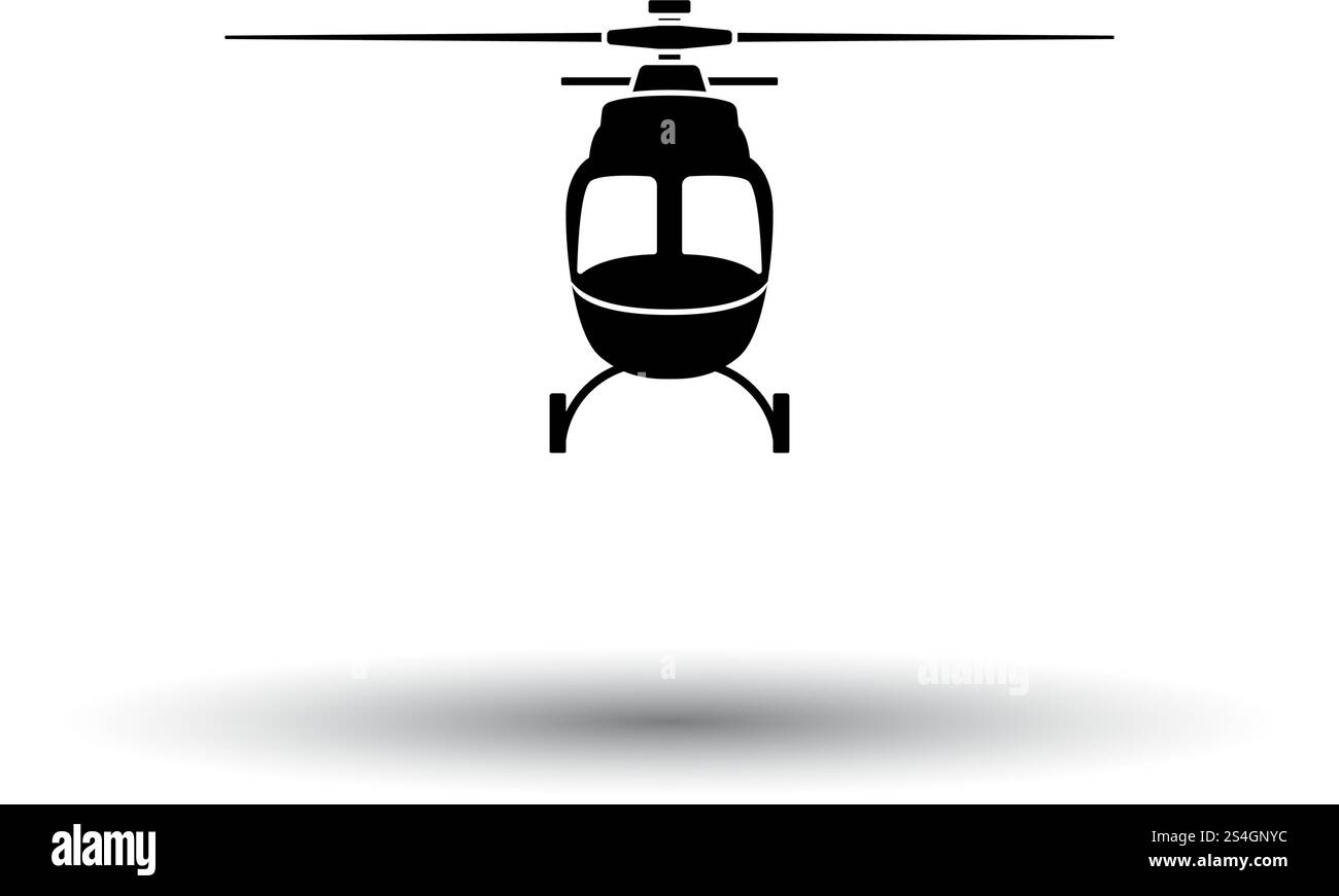 Helicopter icon front view. Black on White Background With Shadow ...