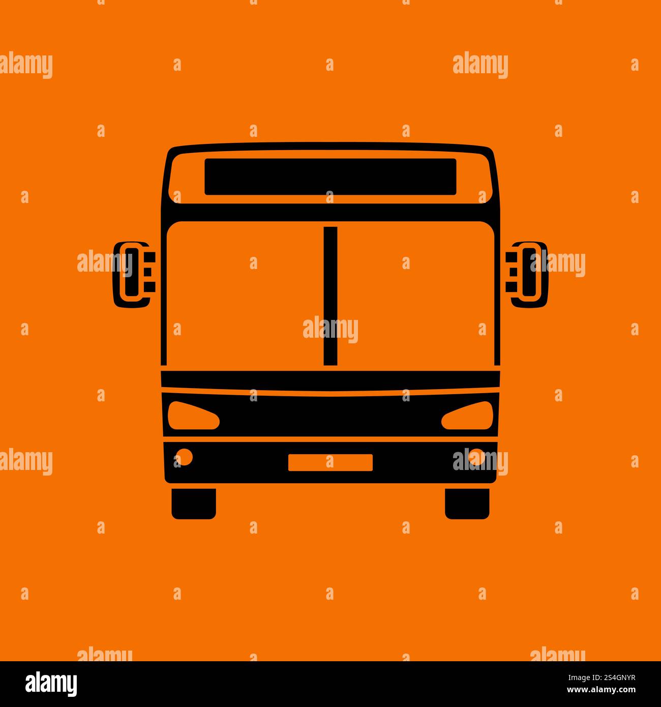 City bus icon front view. Black on Orange background. Vector ...