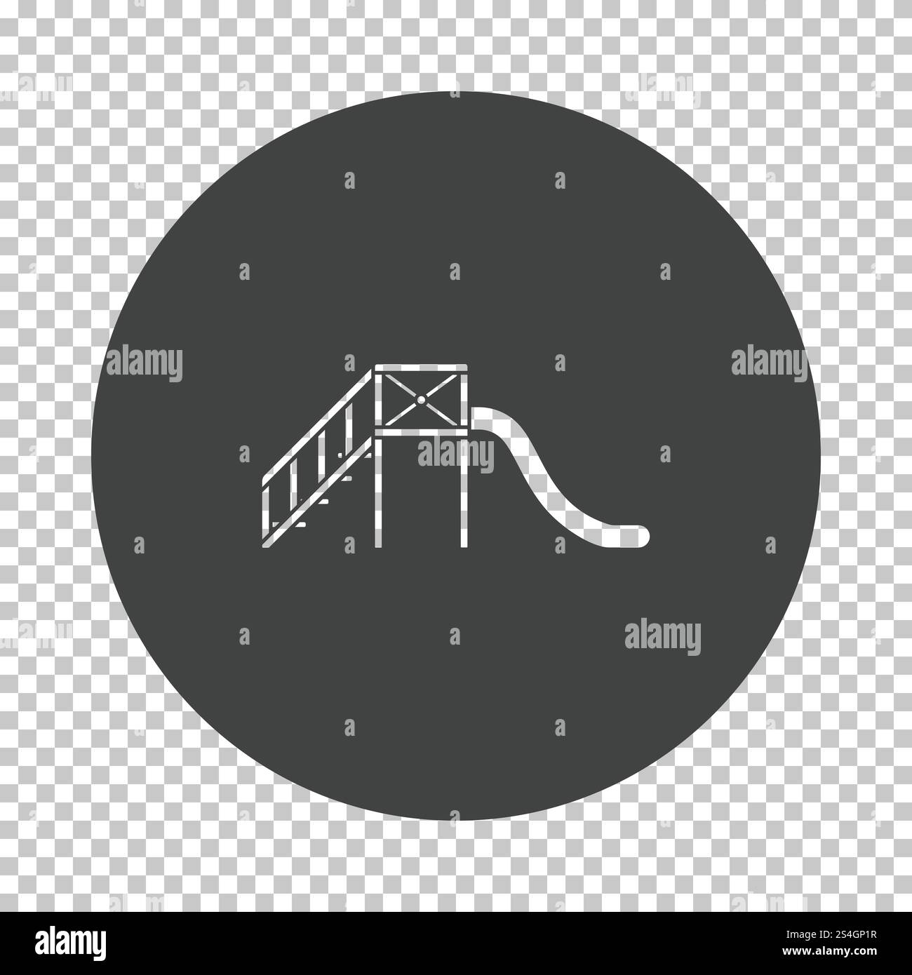 Children’s slide icon. Subtract stencil design on tranparency grid ...