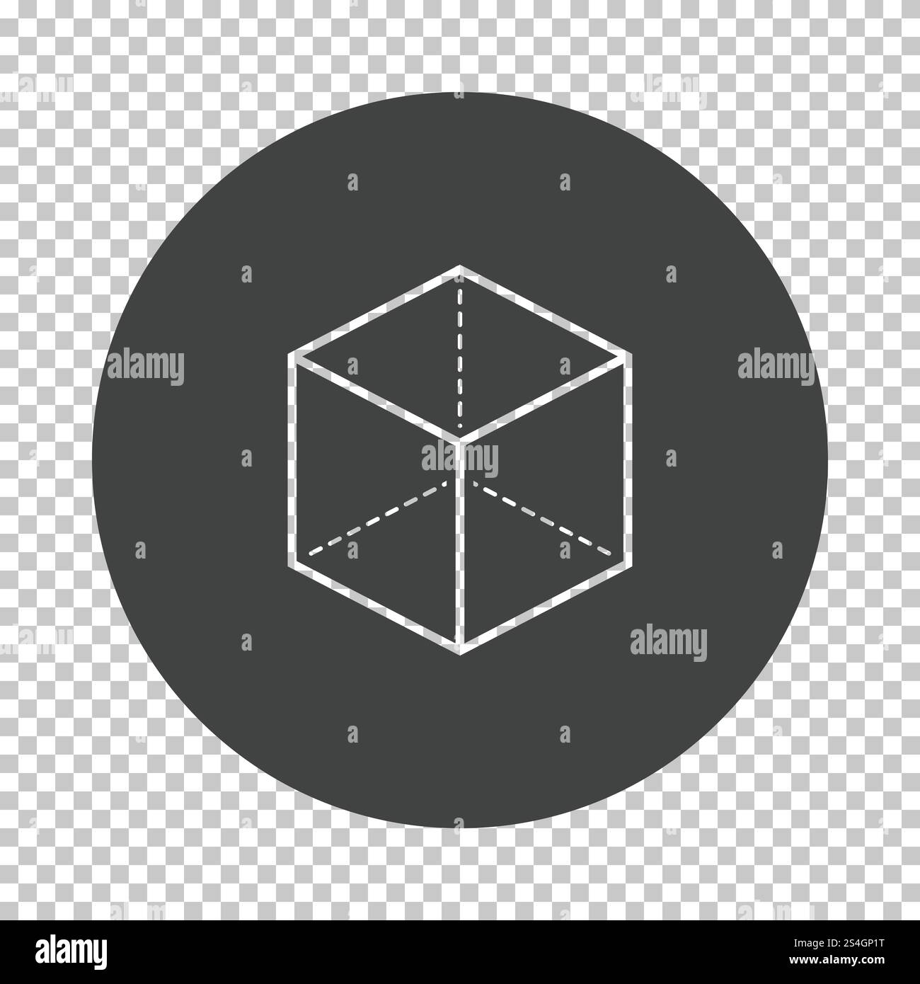 Cube with projection icon. Subtract stencil design on tranparency grid ...