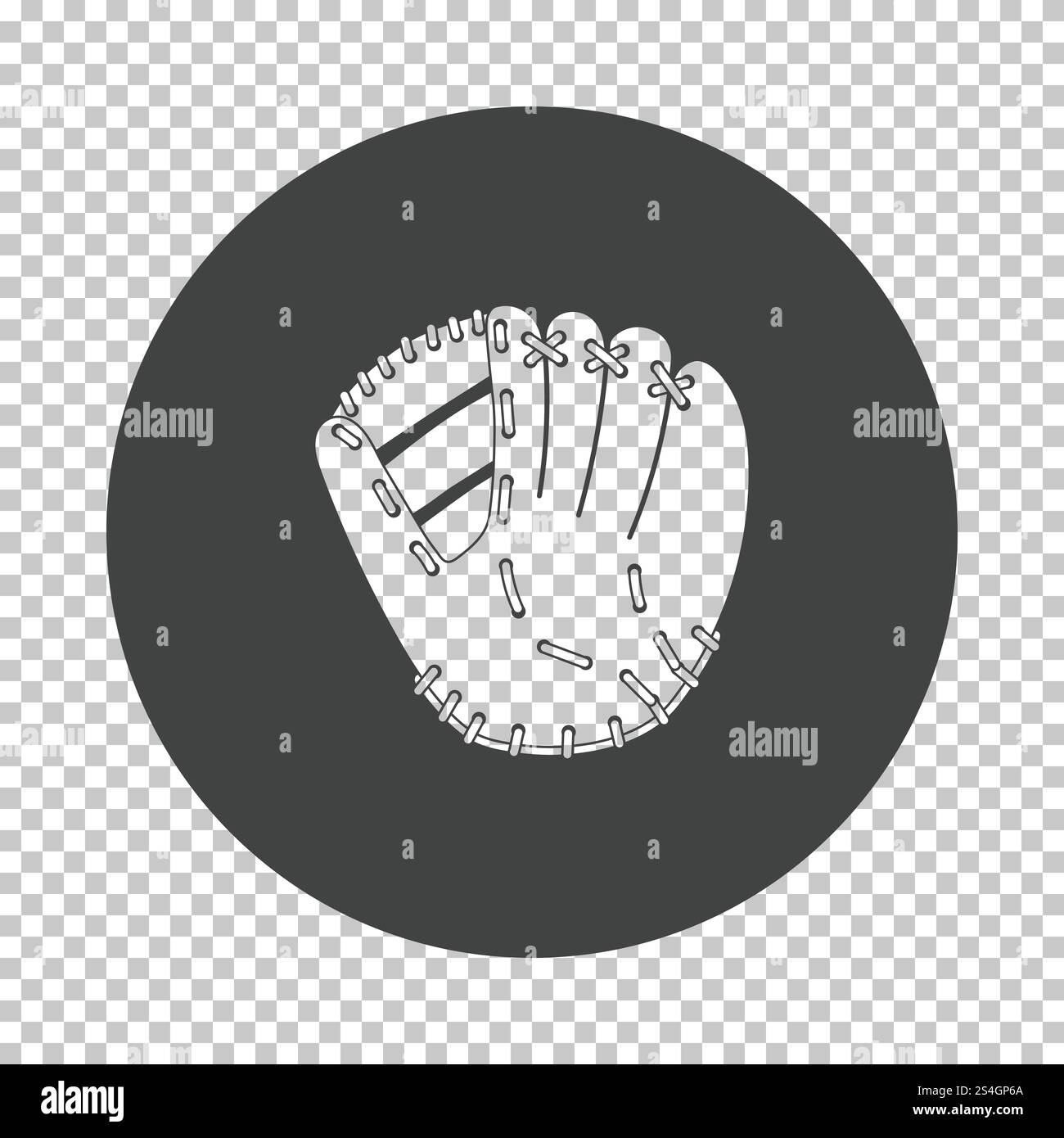 Baseball glove icon. Subtract stencil design on tranparency grid ...