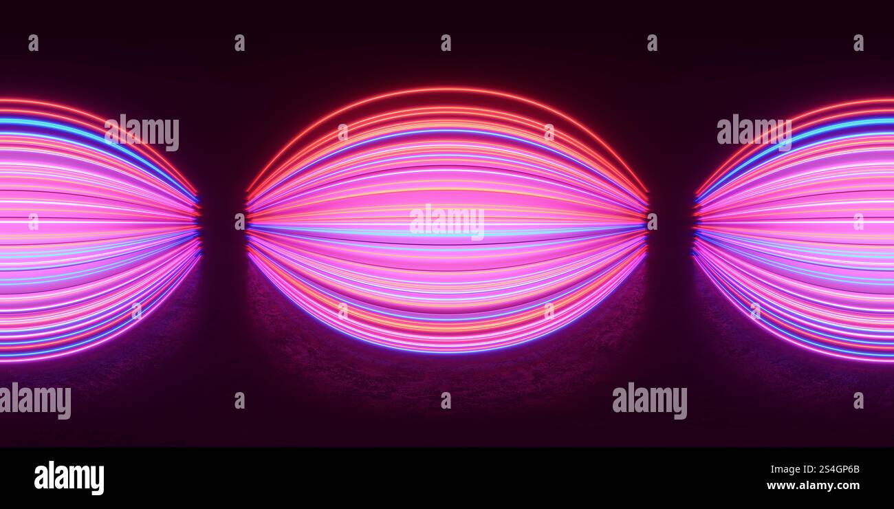 HDRI. Glowing neon lines. Full spherical panorama 360 degrees. 3D ...