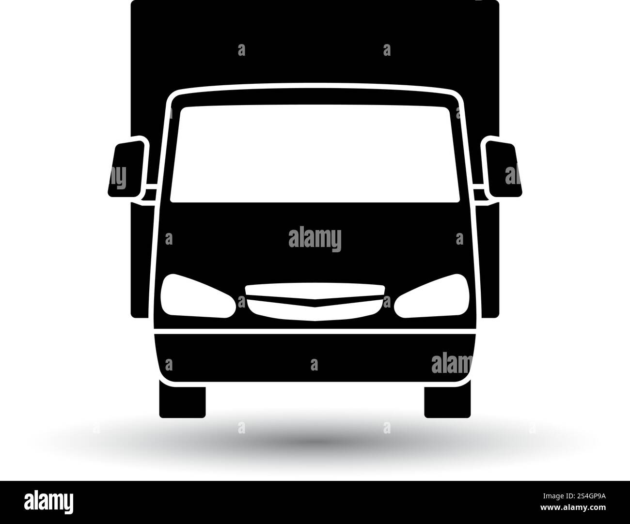 Van truck icon front view. Black on White Background With Shadow ...