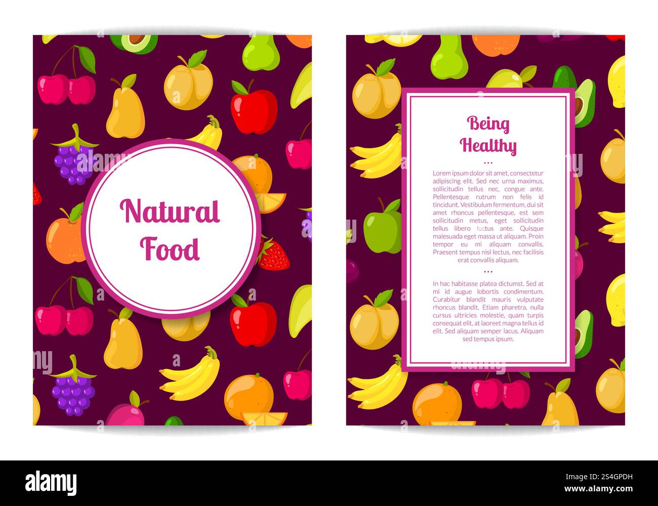 Vector handdrawn fruits and vegetables card, brochure, flyer template ...