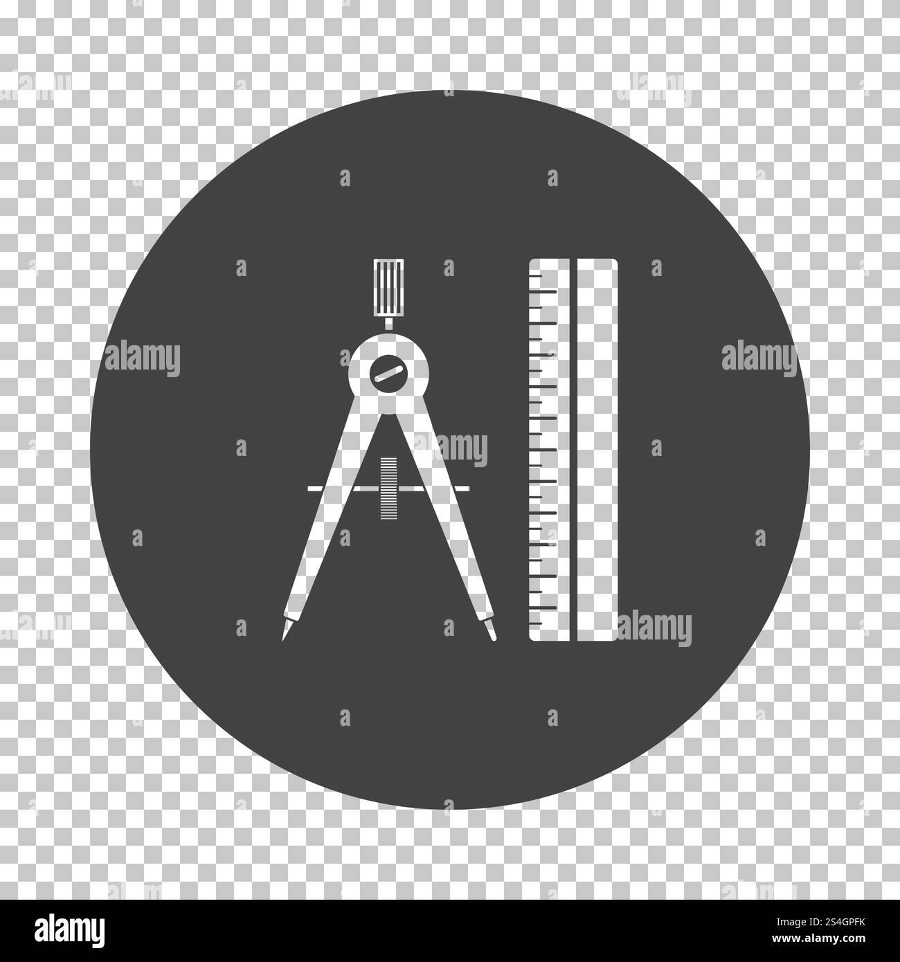 Compasses and scale icon. Subtract stencil design on tranparency grid ...