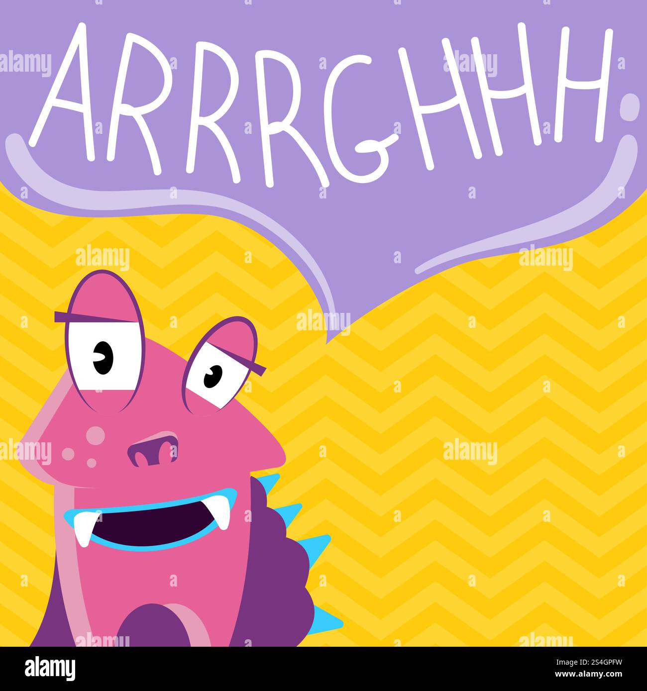 Banner poster vector cute cartoon screaming monster with speech bubble ...