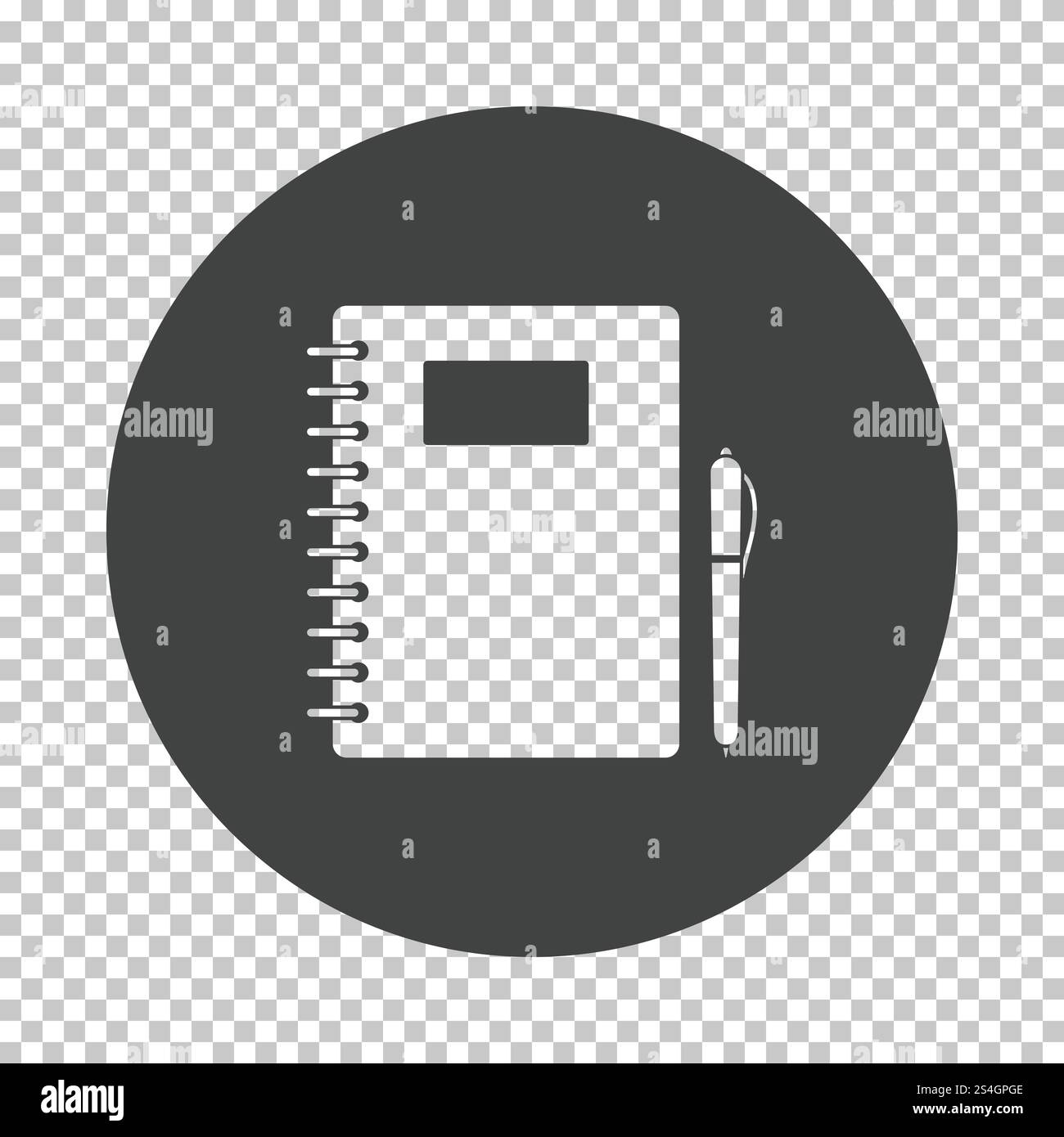 Exercise book with pen icon. Subtract stencil design on tranparency ...