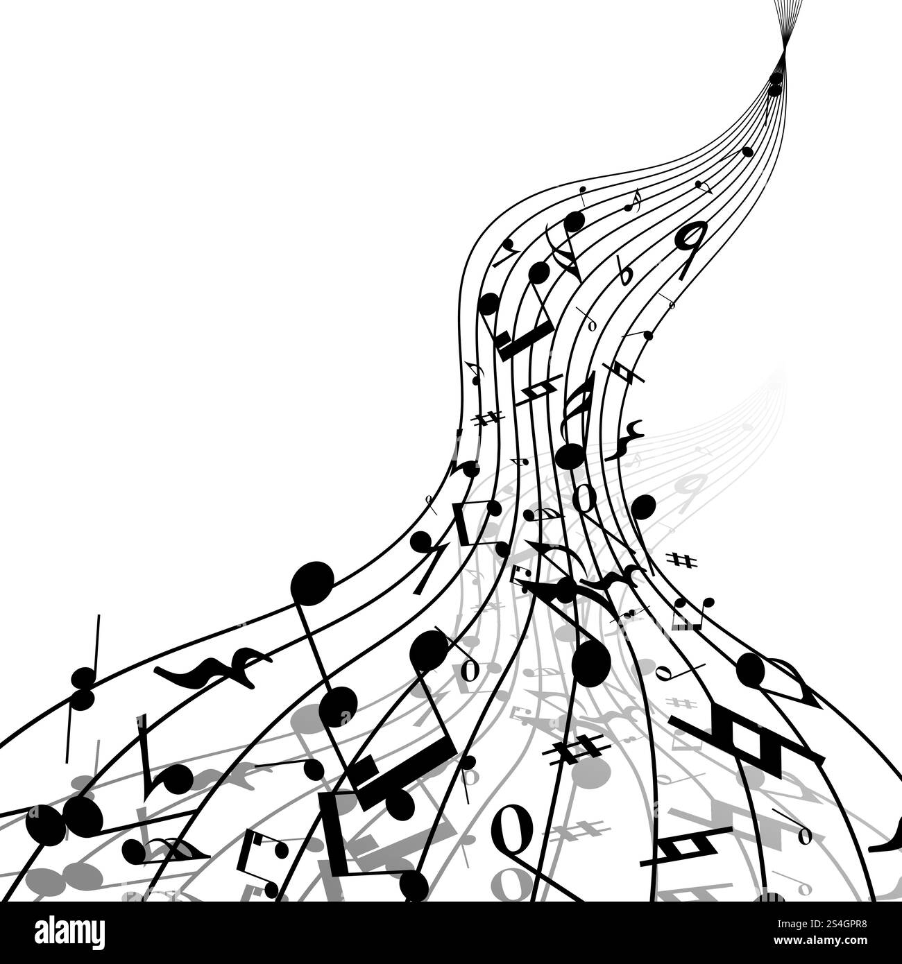 Musical Design From Music Staff Elements With Treble Clef And Notes ...