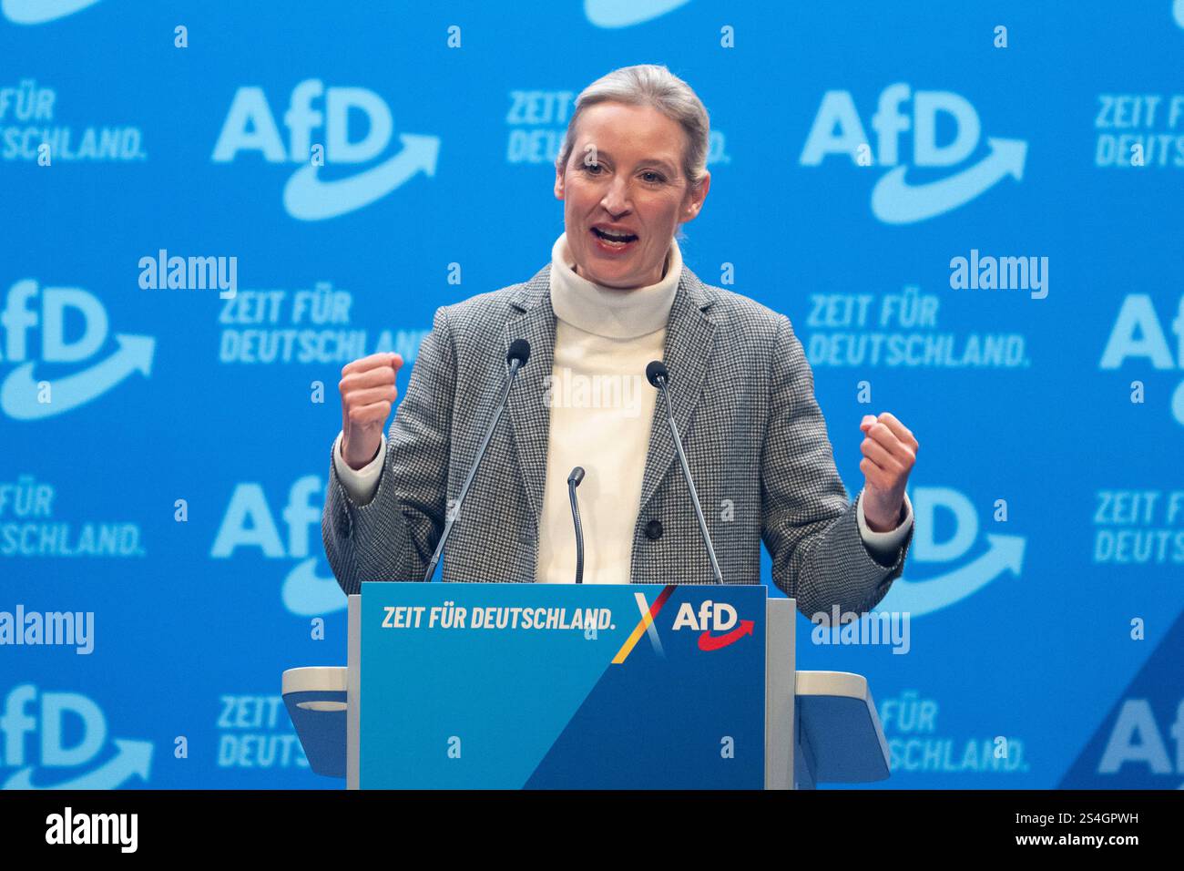 Riesa, Germany. 12th Jan, 2025. Alice Weidel, AfD national chairman ...
