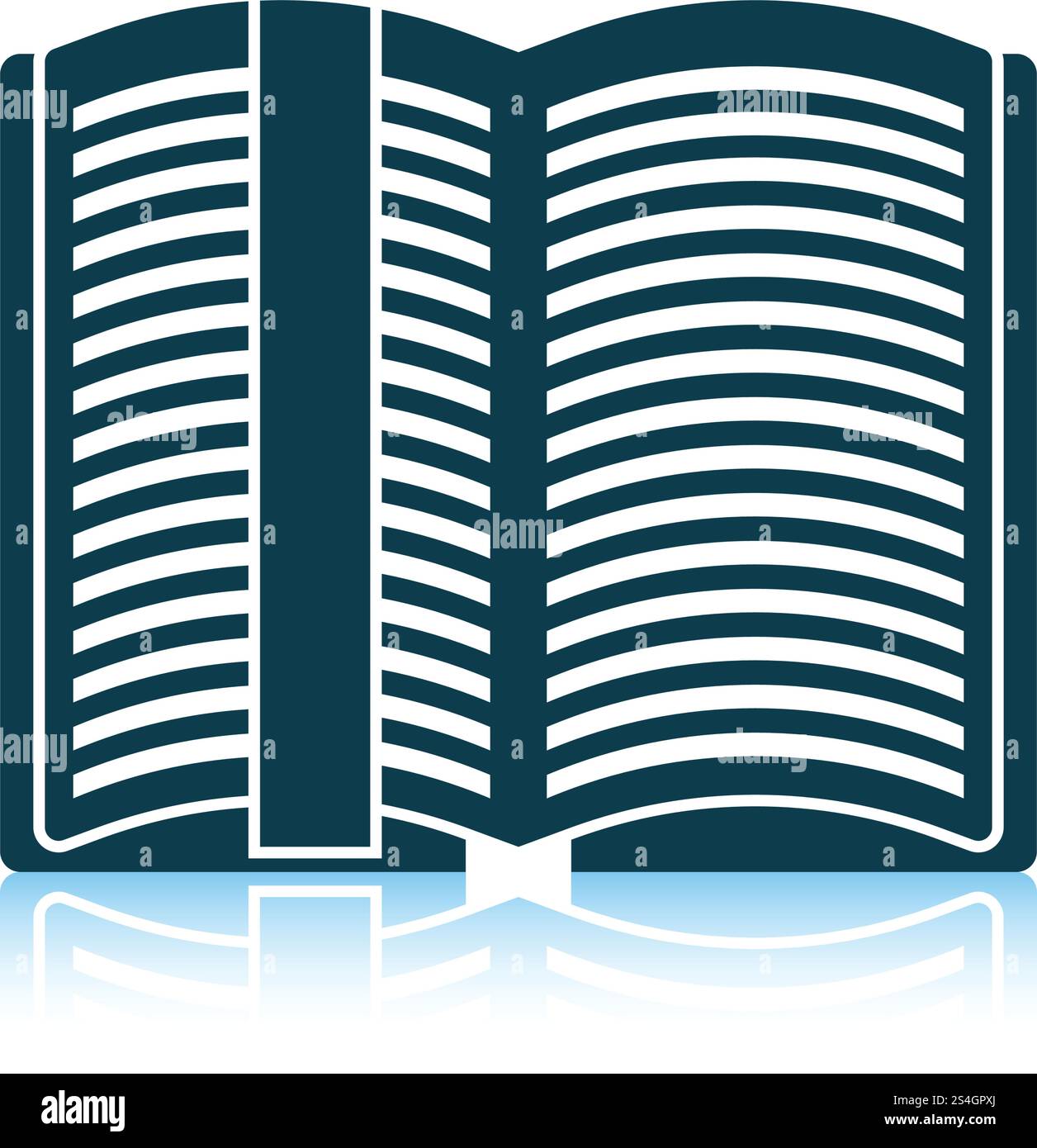 Open book with bookmark icon. Shadow reflection design. Vector ...