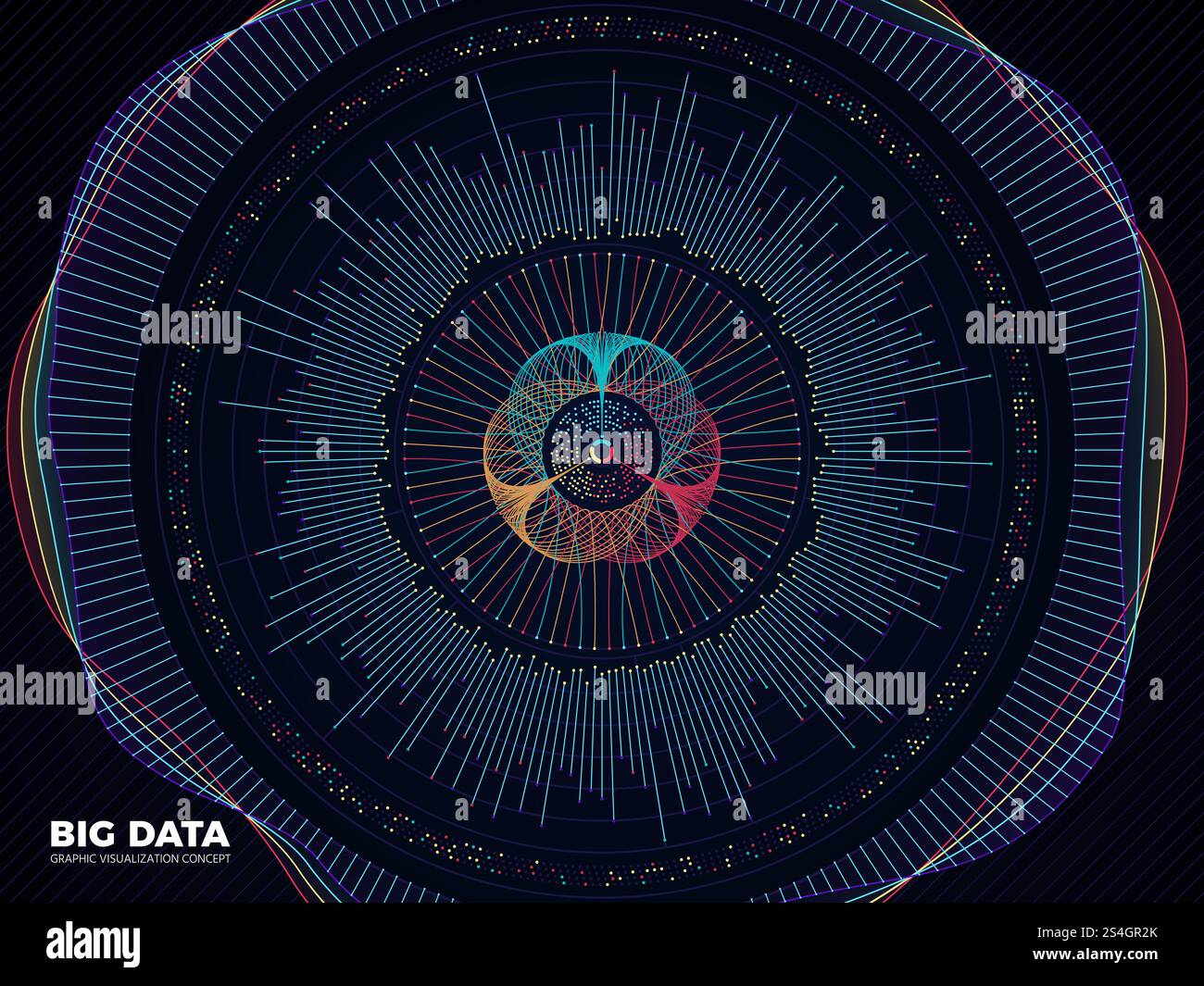 Big data graphic, complex business system visualization vector concept ...