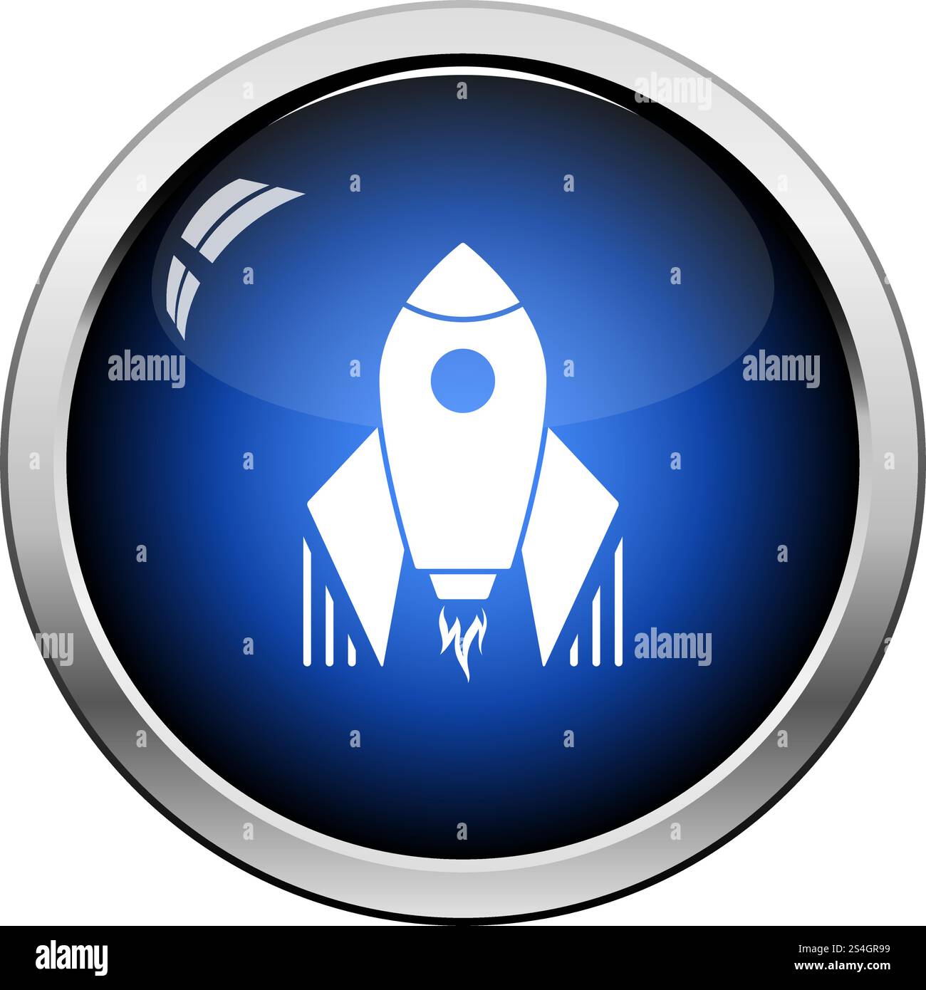 Startup Rocket Icon. Glossy Button Design. Vector Illustration Stock ...