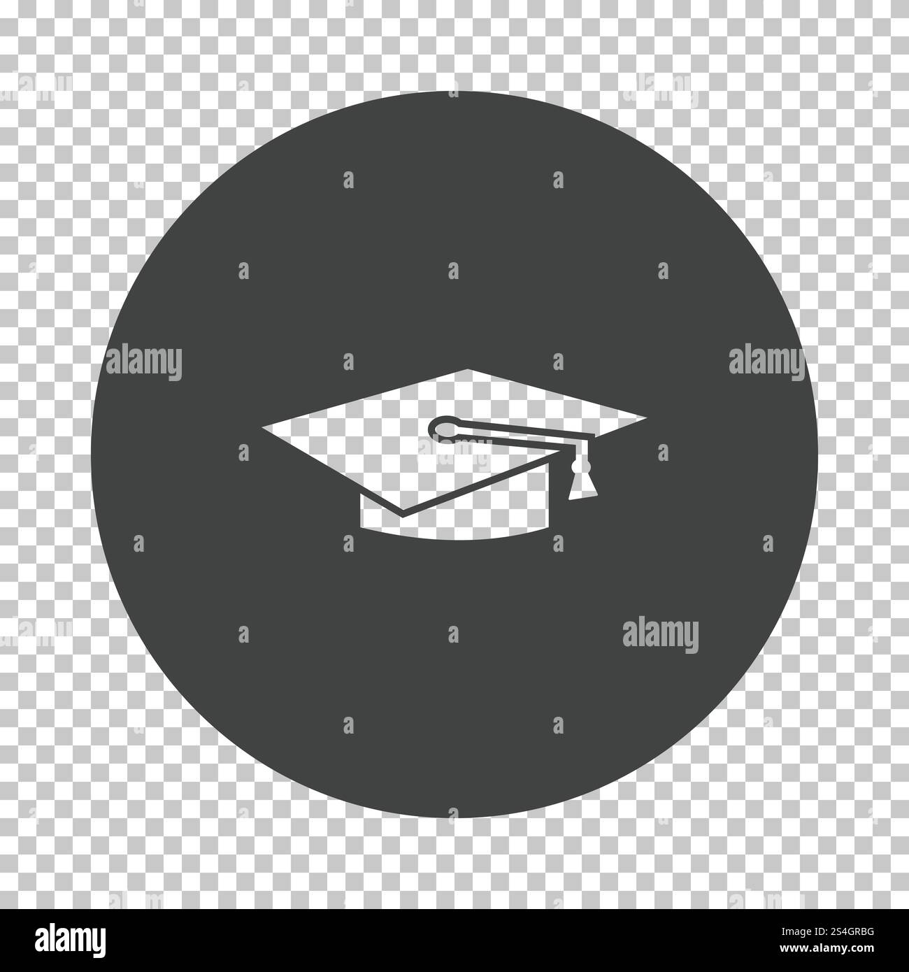 Graduation cap icon. Subtract stencil design on tranparency grid ...